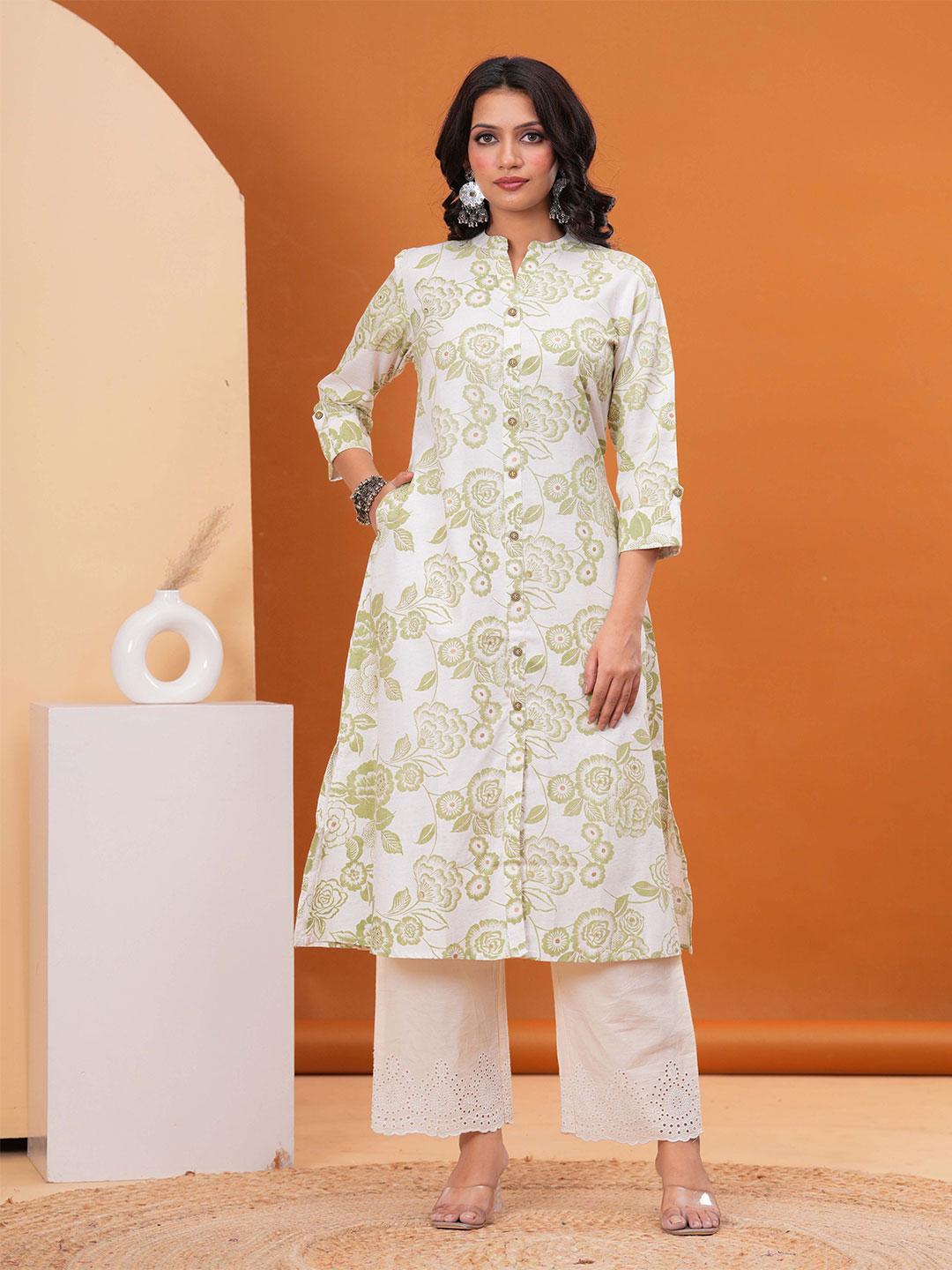Buy Karaveera Women Floral Printed A Line Kurta - Kurtas for Women ...