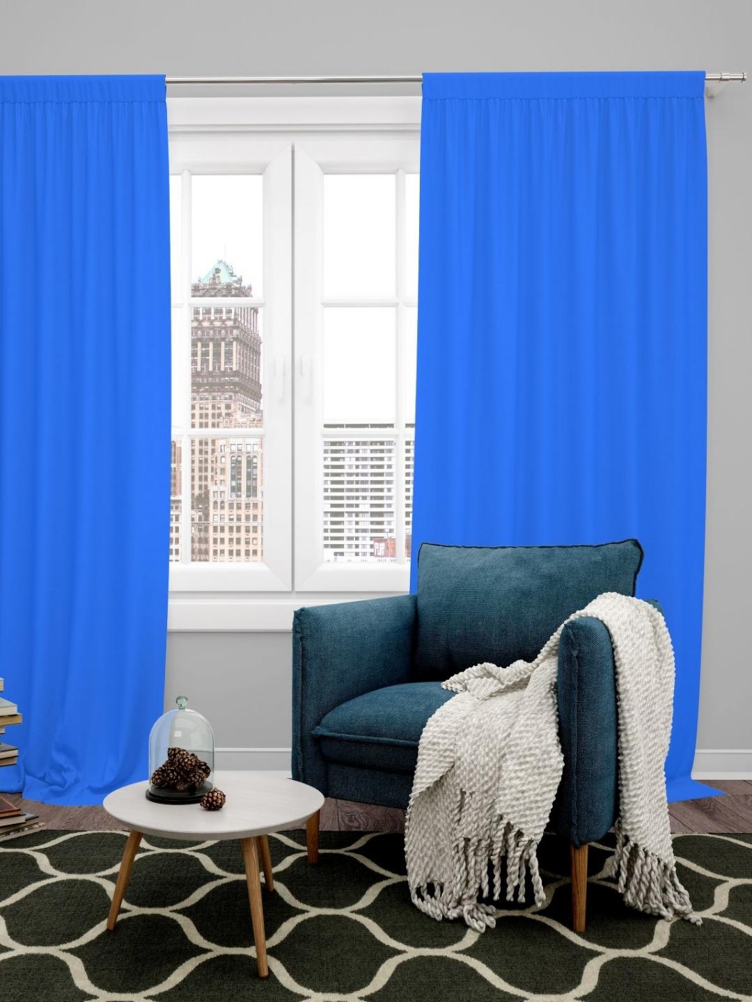 Buy Parda Online Blue Set Of 2 Black Out Door Curtain - Curtains And ...