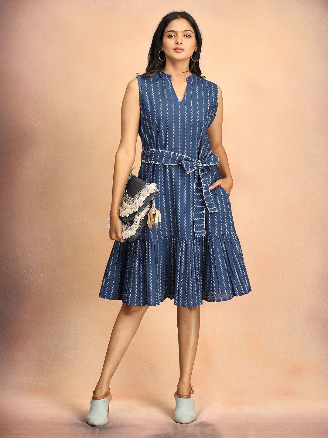 Buy The Woman Store Women Cotton Striped A Line Dress - Dresses for ...