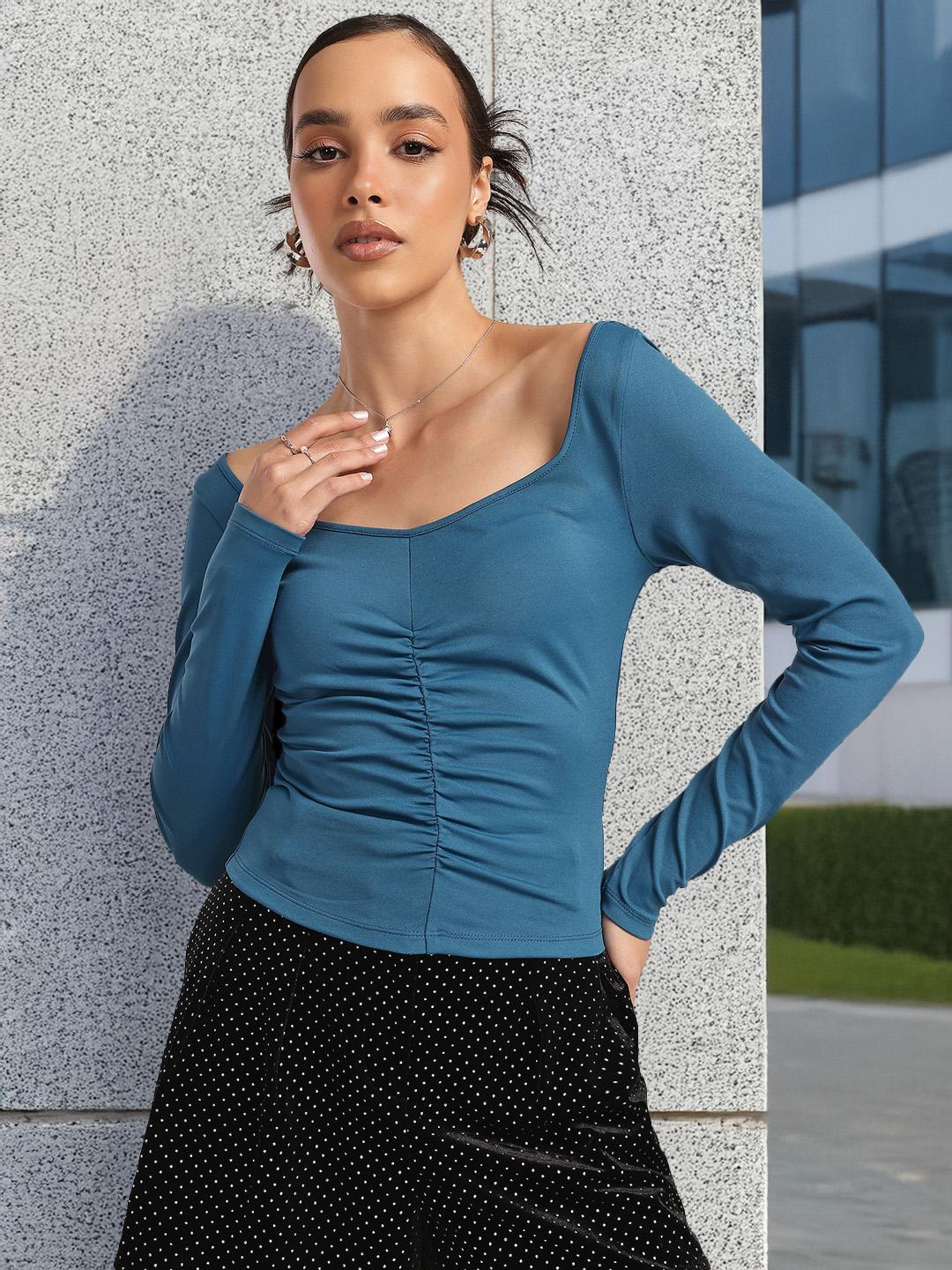 Buy Glitchez Ruched Rave Fitted Draped Top - Tops for Women 32039063 ...
