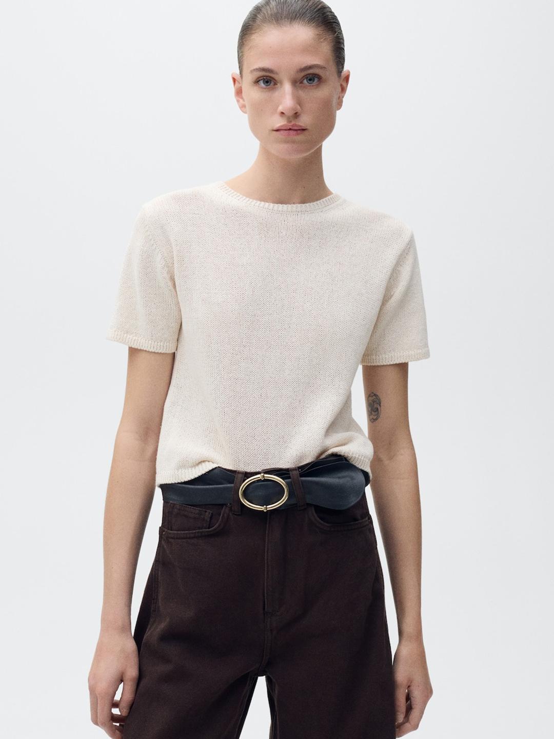 Buy MANGO Round Neck Knitted Top - Tops for Women 33444567 | Myntra
