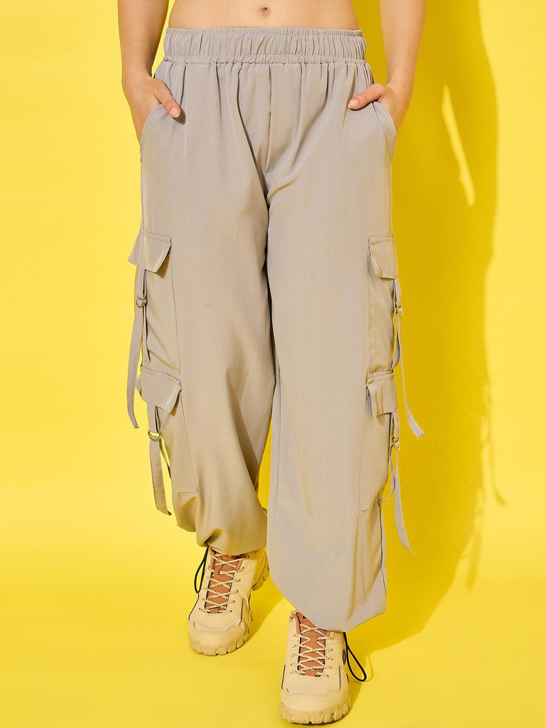Buy DIMPY GARMENTS Women Relaxed Loose Fit High Rise Cargos Trousers ...