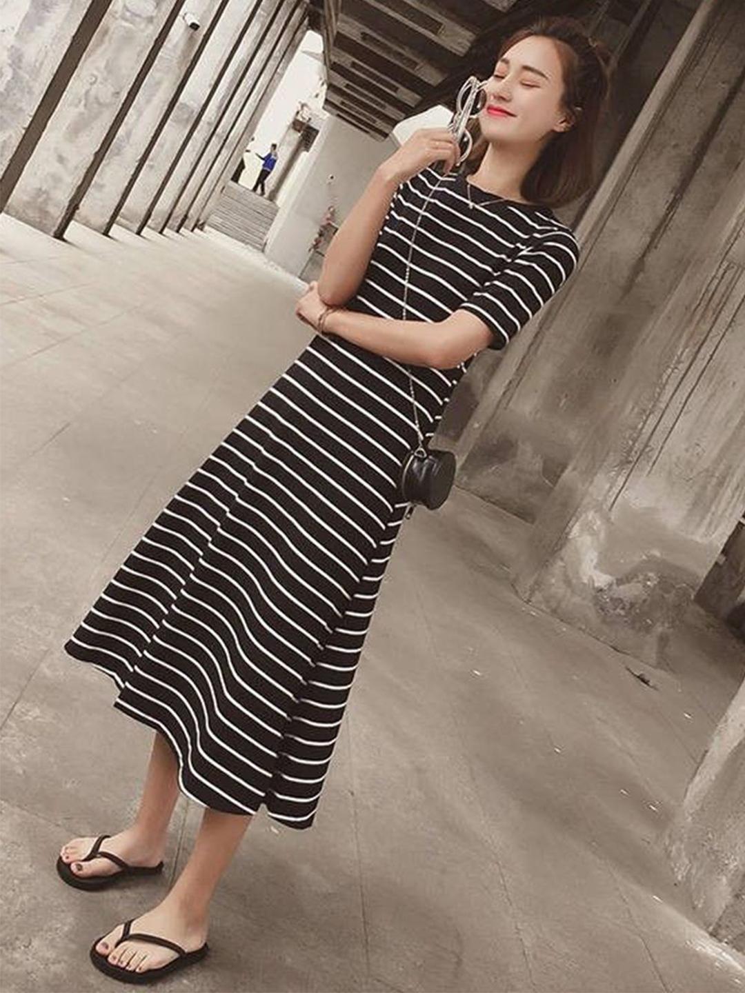 Buy DressBerry Women Striped Maxi Sheath Midi Dress - Dresses for Women ...