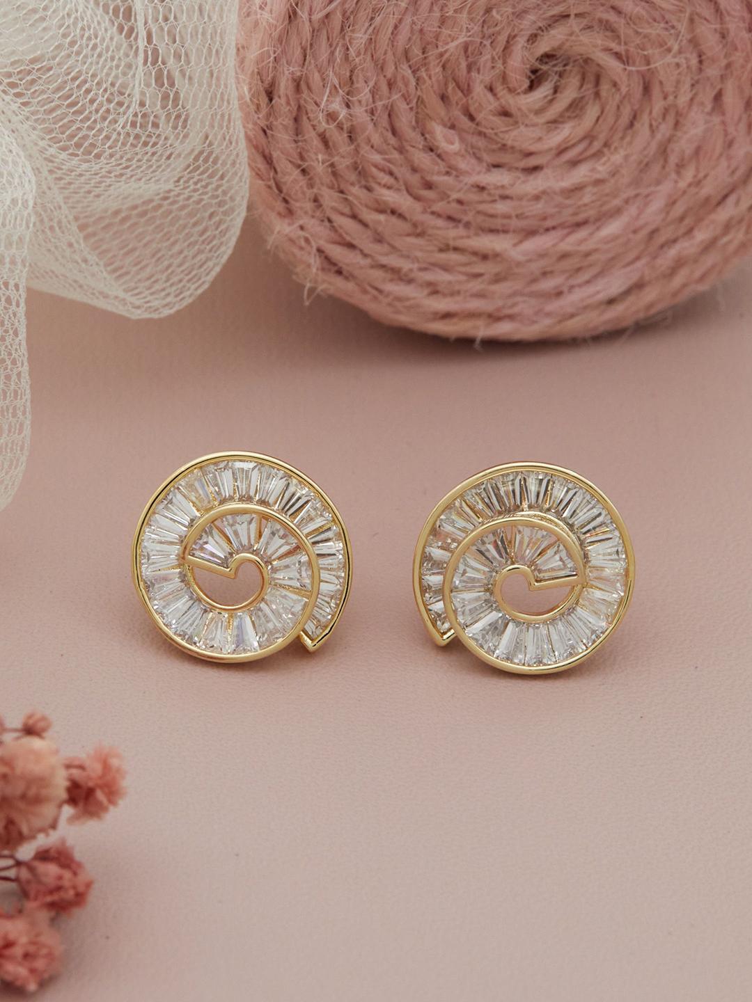 Buy GC Jewelery Gold Plated Artificial Stones Circular Shaped Studs ...