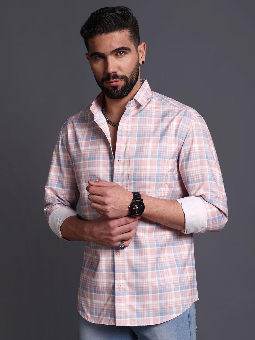 Buy Mast & Harbour Men Standard Checked Spread Collar Shirt - Shirts ...
