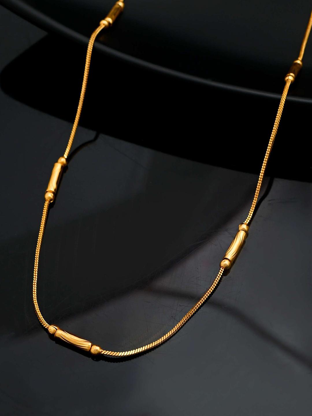 Buy DIVASTRI Gold Plated Stainless Steel Pipe Chain - Necklace And ...