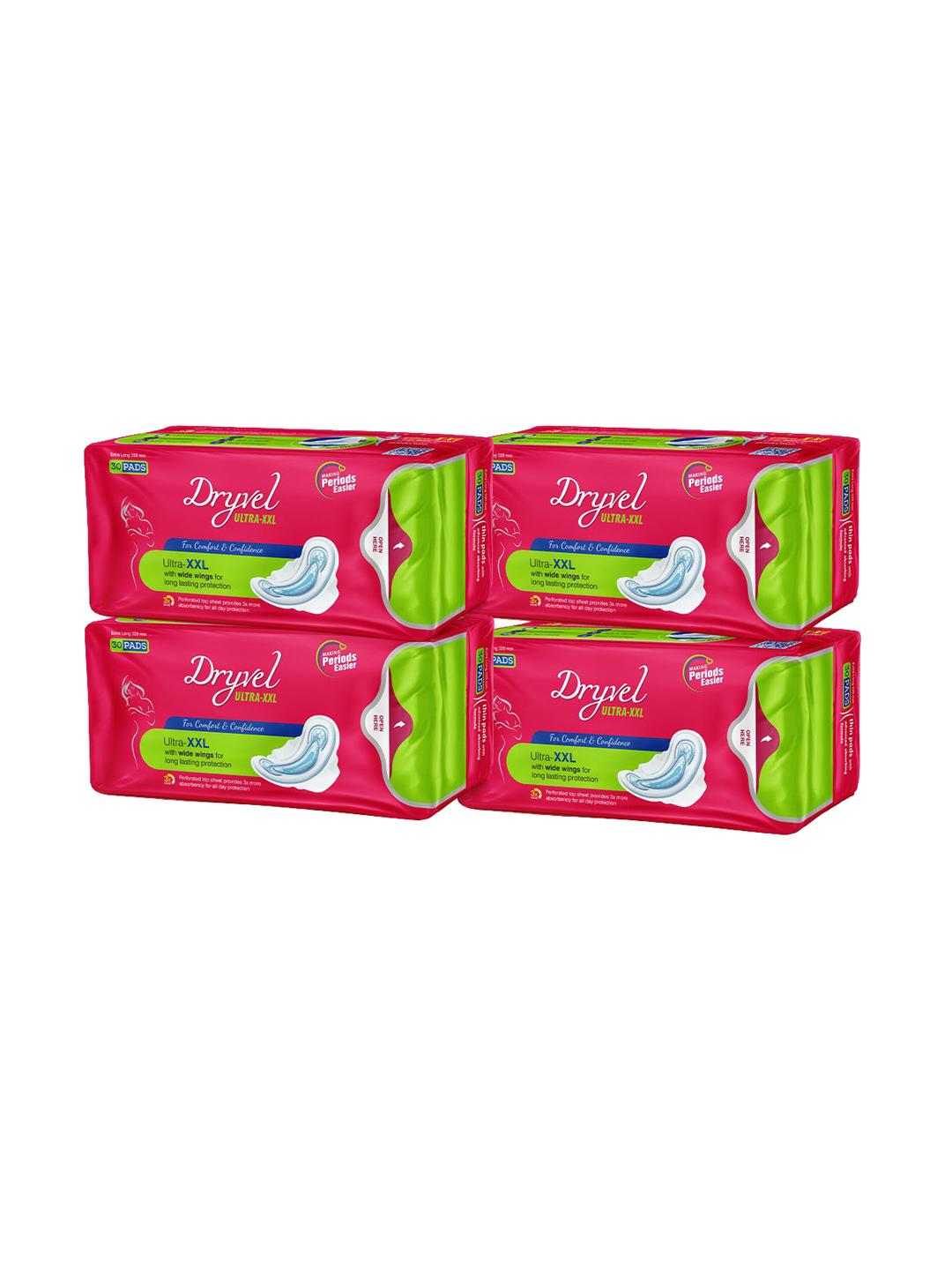 Buy Dryvel Set Of 4 Ultra Sanitary Pads With Wider Wings XXL 30 Pads ...