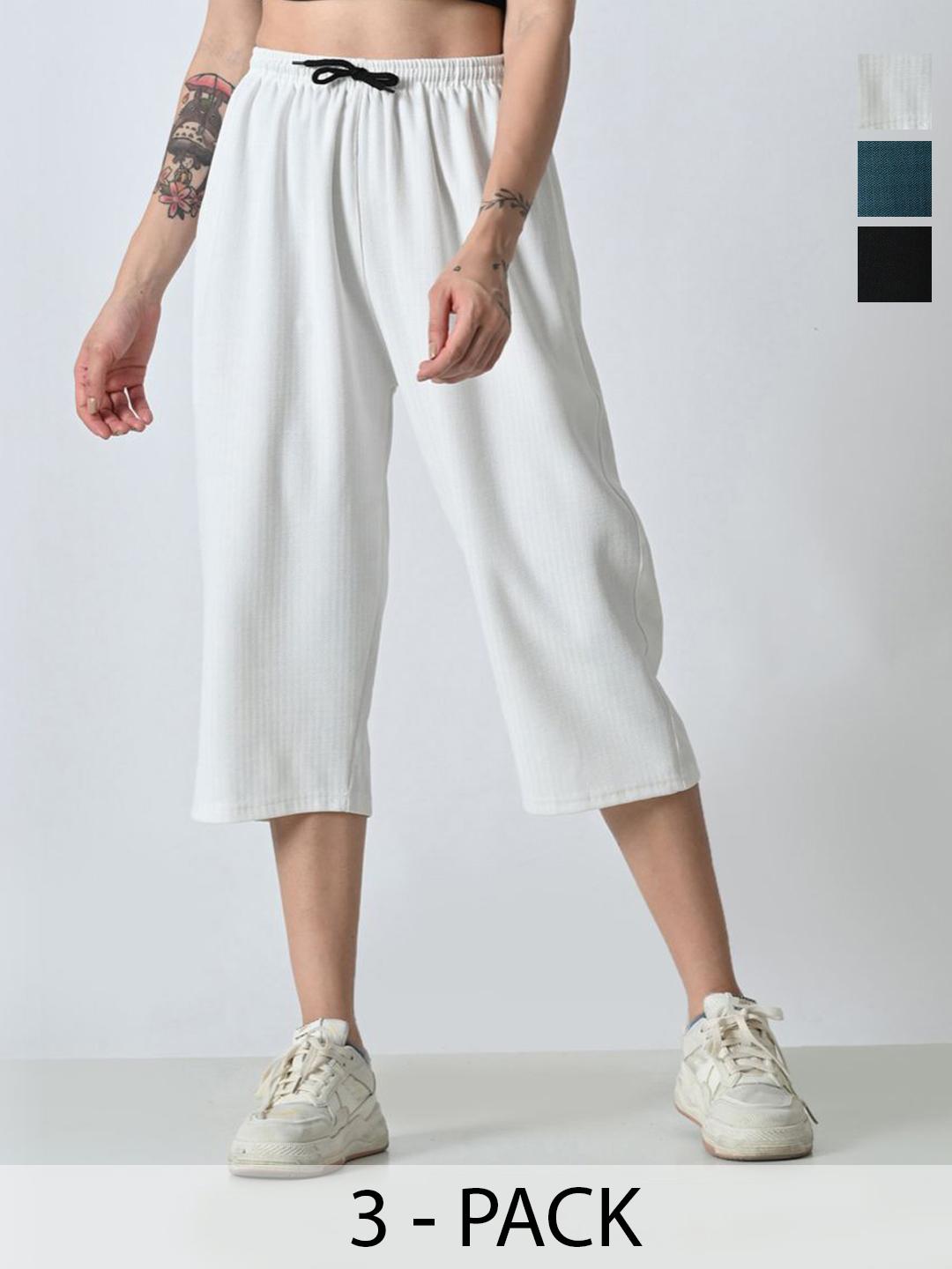 Buy BAESD Pack Of 3 Women Loose Fit High Rise Capris - Capris for Women ...