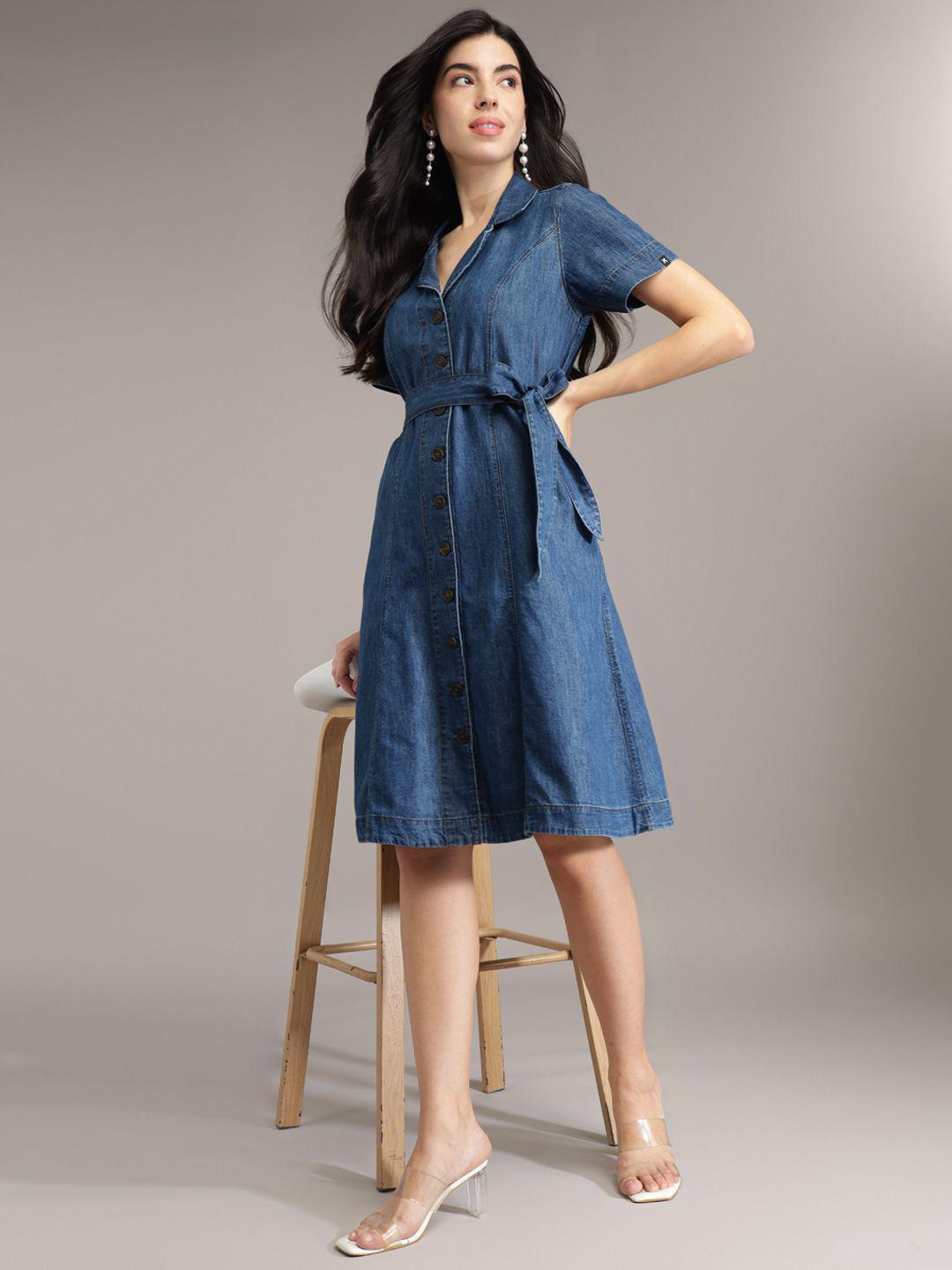 Buy Xpose Women Solid Fit & Flare Midi Dress Comes With A Belt ...