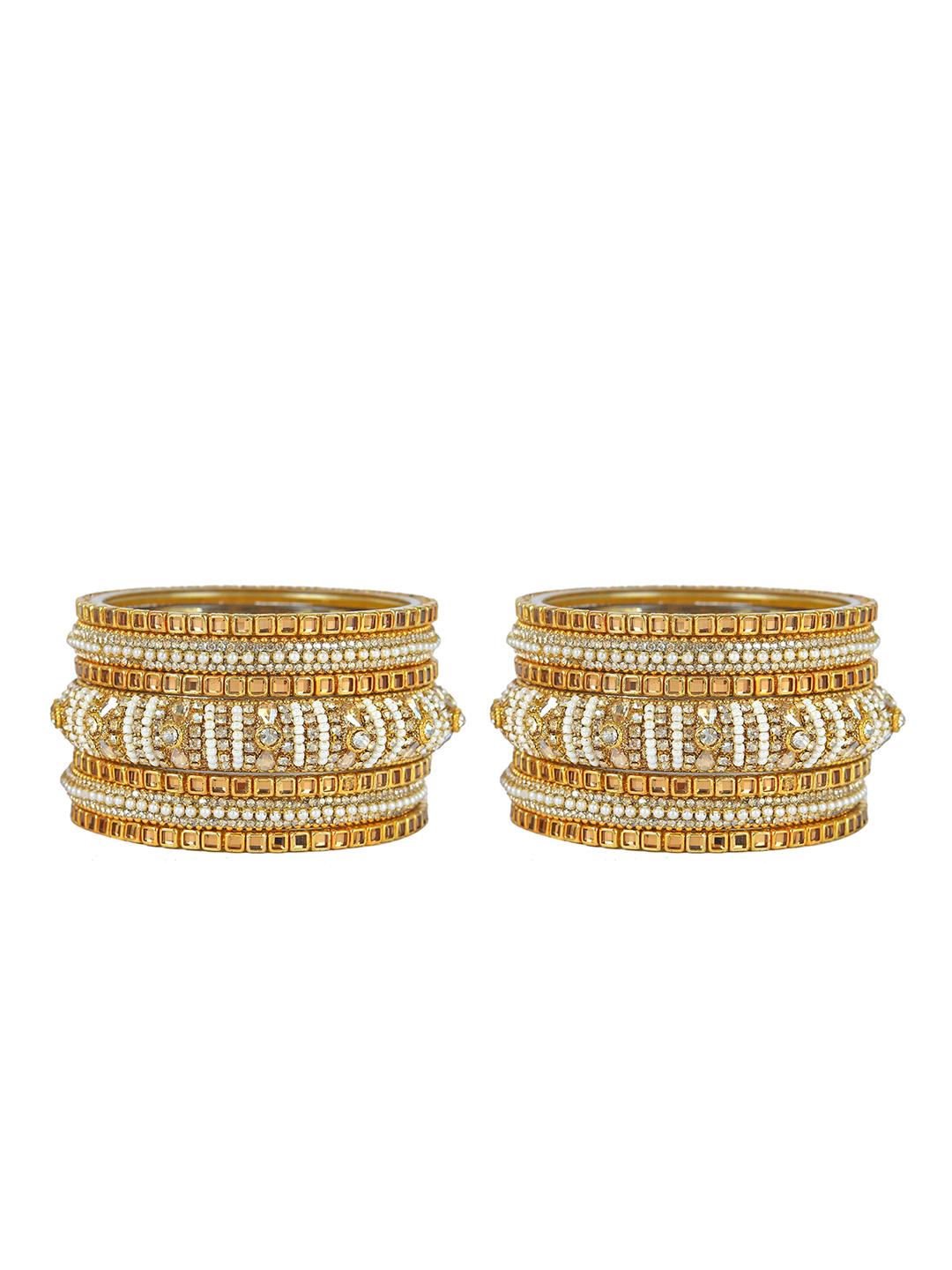 Buy KOTTIAR CREATIONS Set Of 14 Glass Diamond Stone Studded Bangles ...