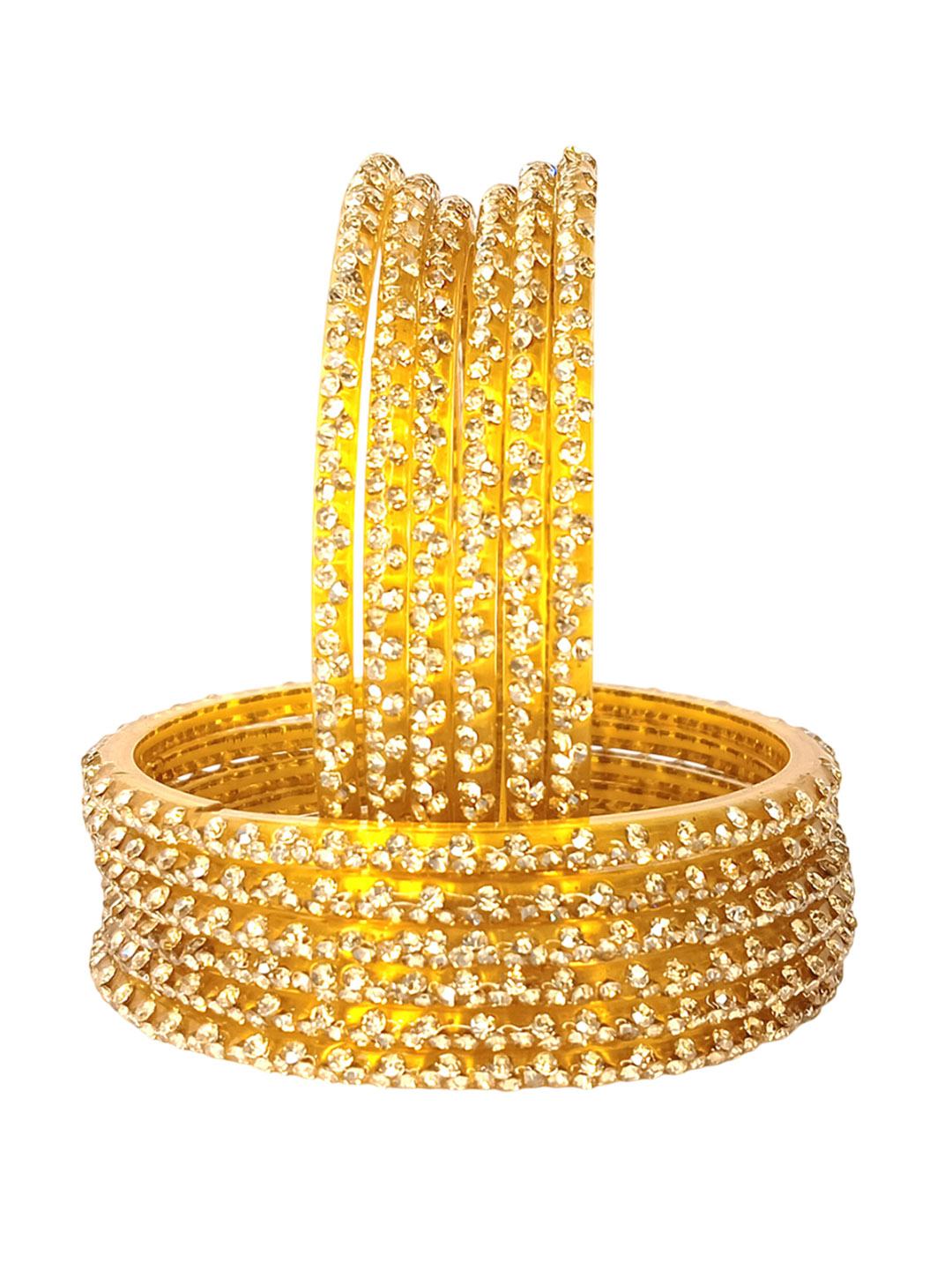 Buy KOTTIAR CREATIONS Set Of 12 Glass Crystals Studded Bangles - Bangle ...
