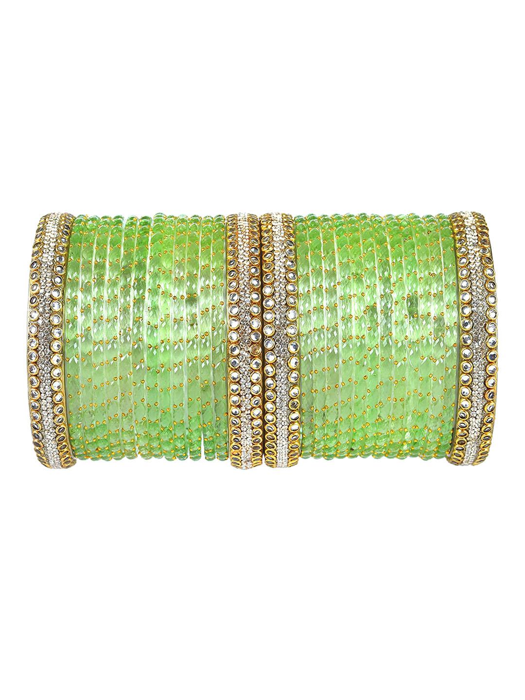 Buy KOTTIAR CREATIONS Set Of 28 Crystal Studded Glass Diamond Bangle ...