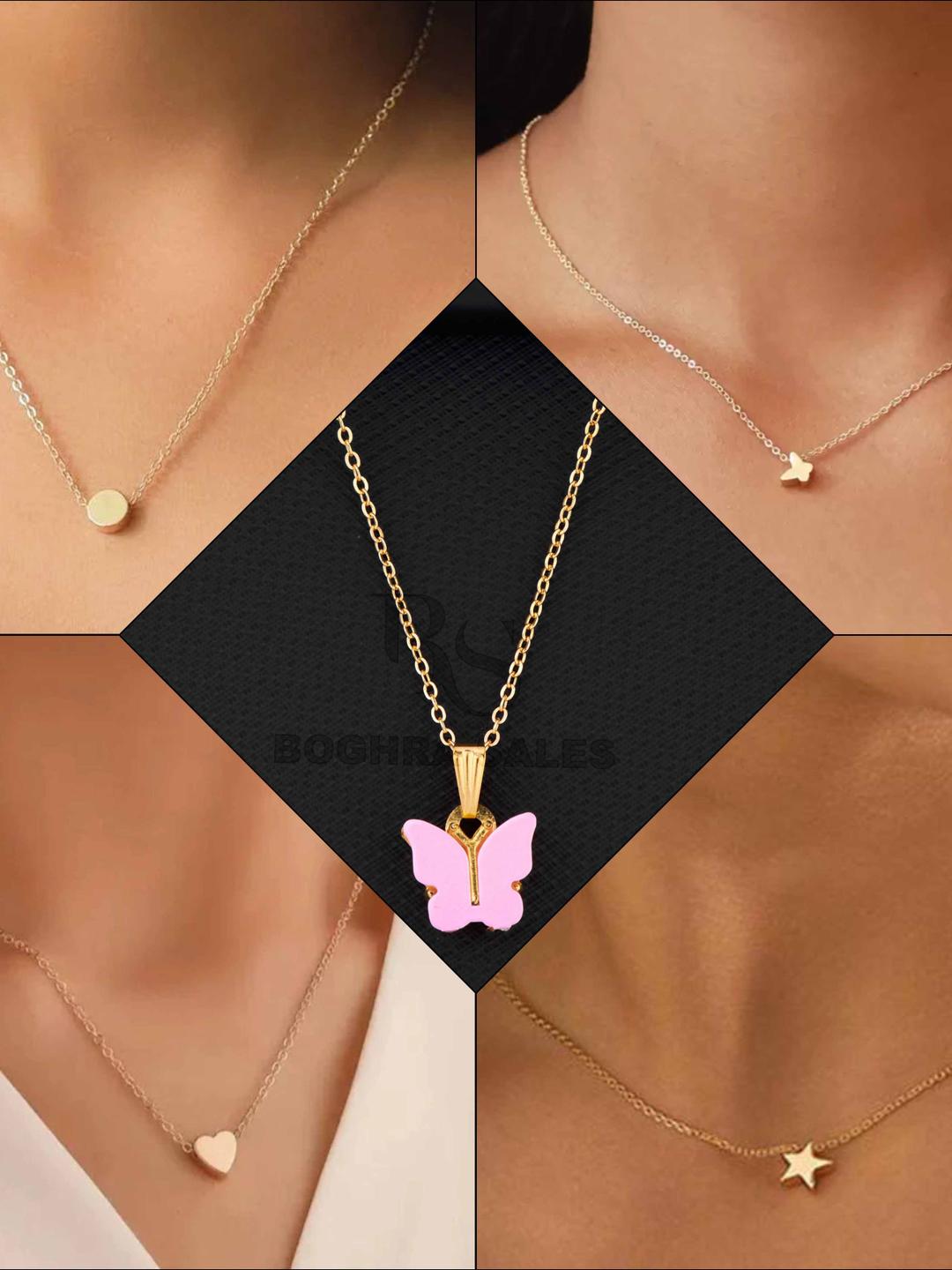 Buy Boghra Sales Set Of 4 Gold Plated Brass Crystals Necklace ...