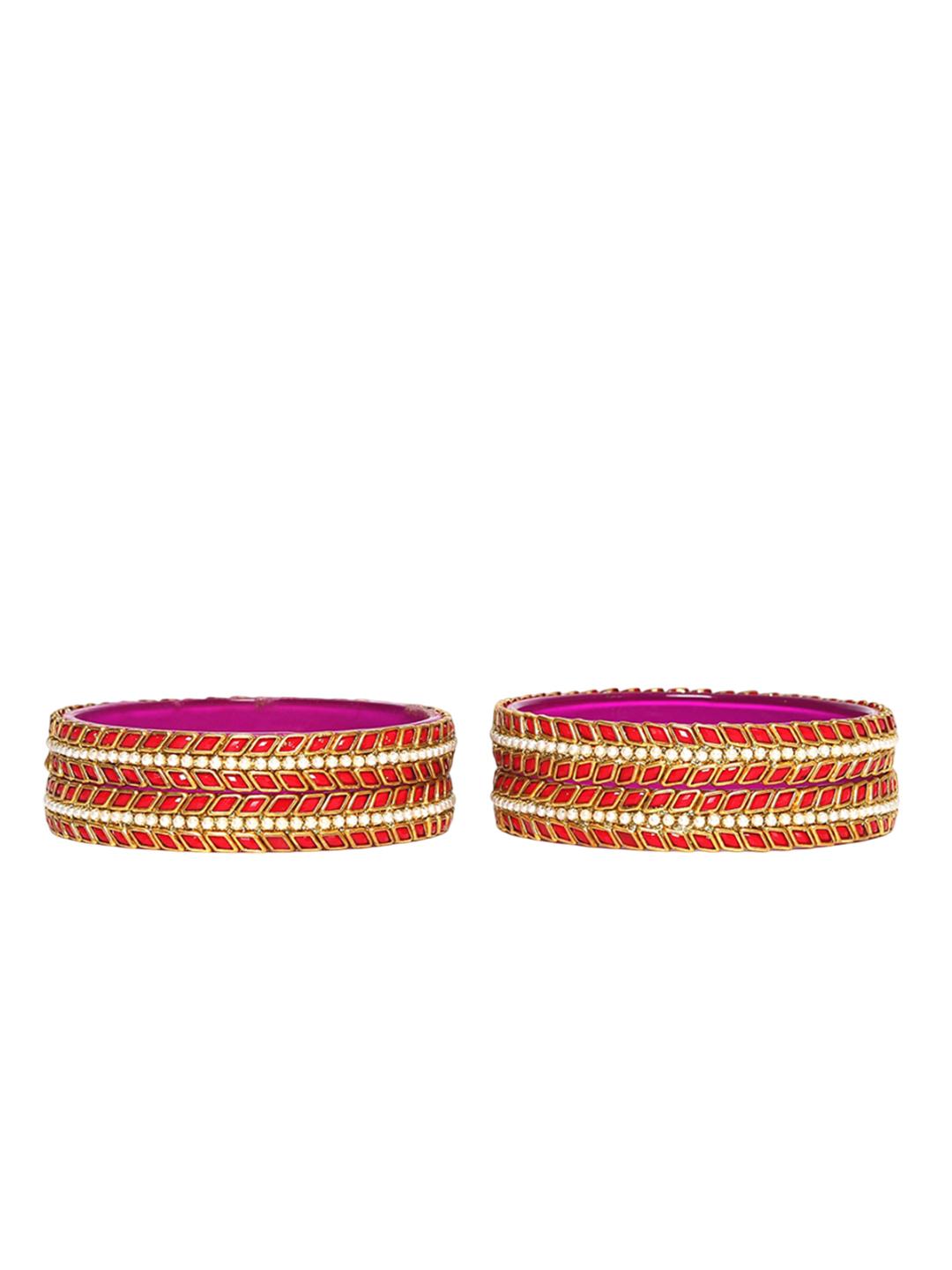 Buy KOTTIAR CREATIONS Set Of 4 Crystal Studded Glass Bangles - Bangle ...