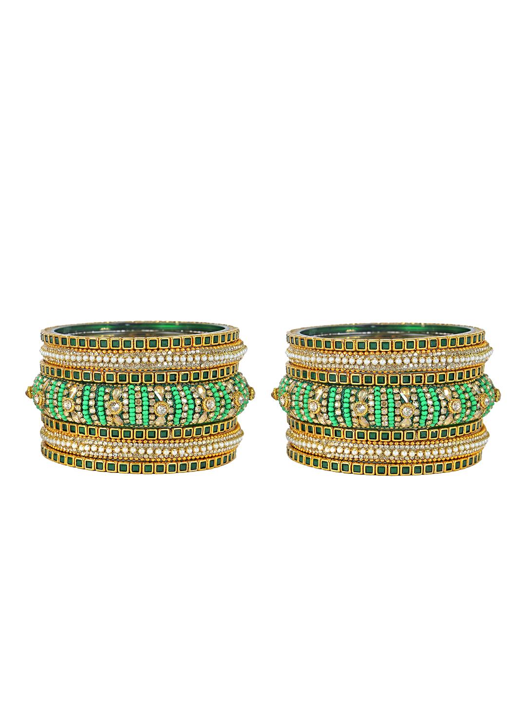 Buy KOTTIAR CREATIONS Set Of 14 Crystal Studded Glass Diamond Bangle ...