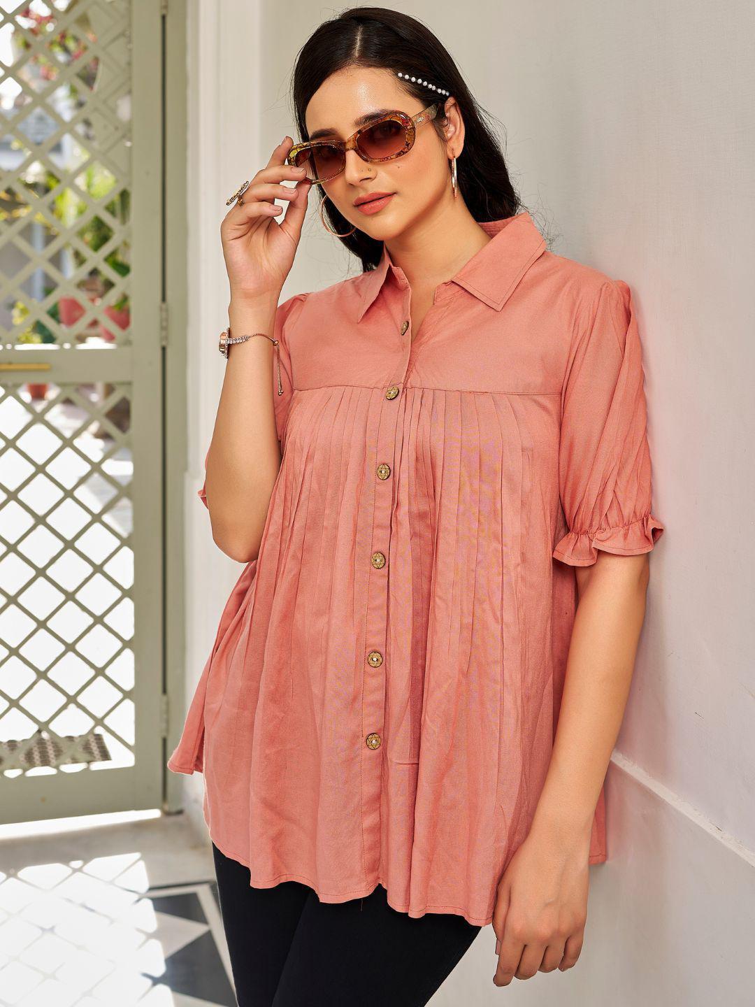 Buy Moda Rapido Women Shirt Collar Puff Sleeves Tunic - Tunics for ...