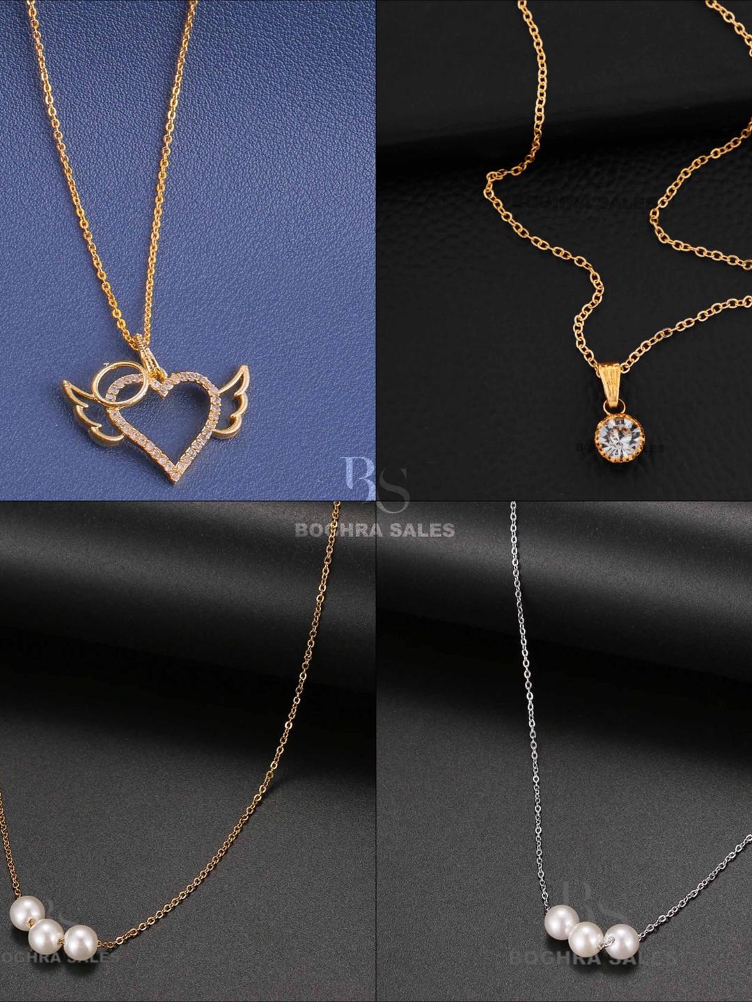 Buy Boghra Sales Set Of 4 Gold Plated German Silver Pearls Necklace ...