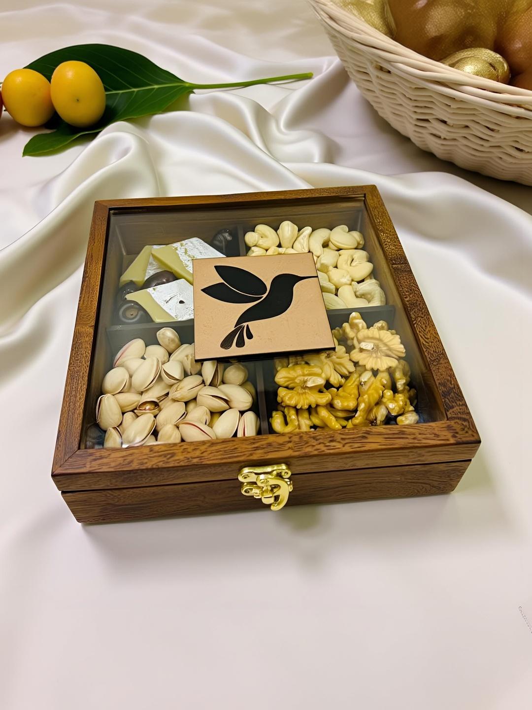 Buy Angira Handicrafts Brown Wooden Dry Fruit Box - Box for Unisex ...