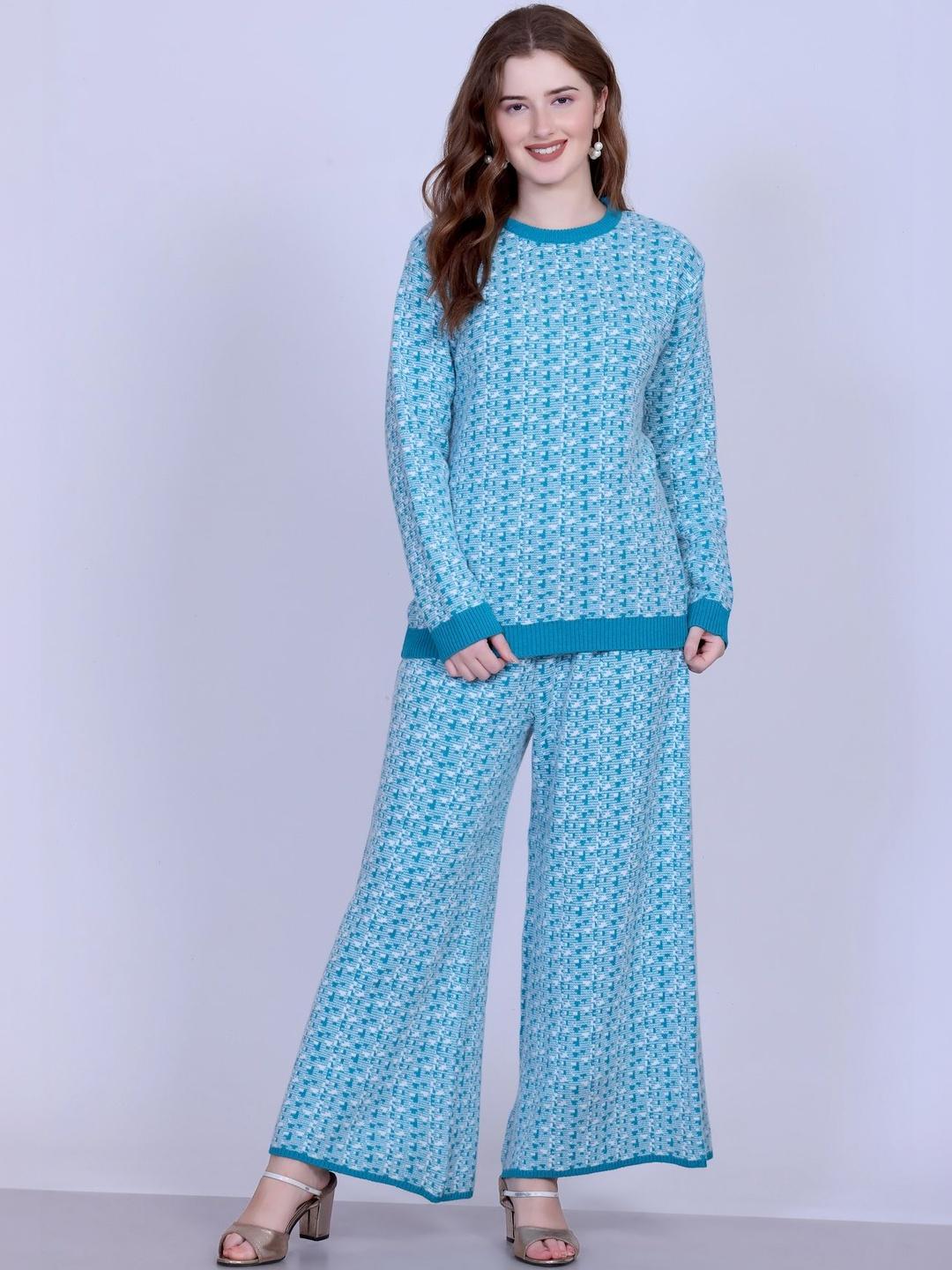 Buy MONTREX Self Design Round Neck Top With Palazzos Co Ords - Co Ords ...