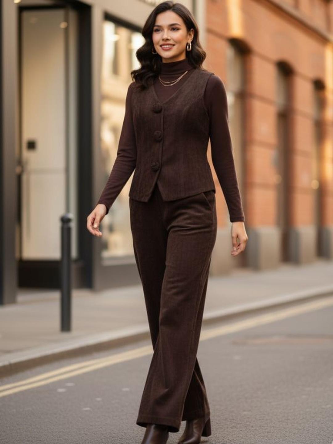 Buy MARC LOUIS V Neck Buttoned Waistcoat & High Waisted Trousers Co Ord ...