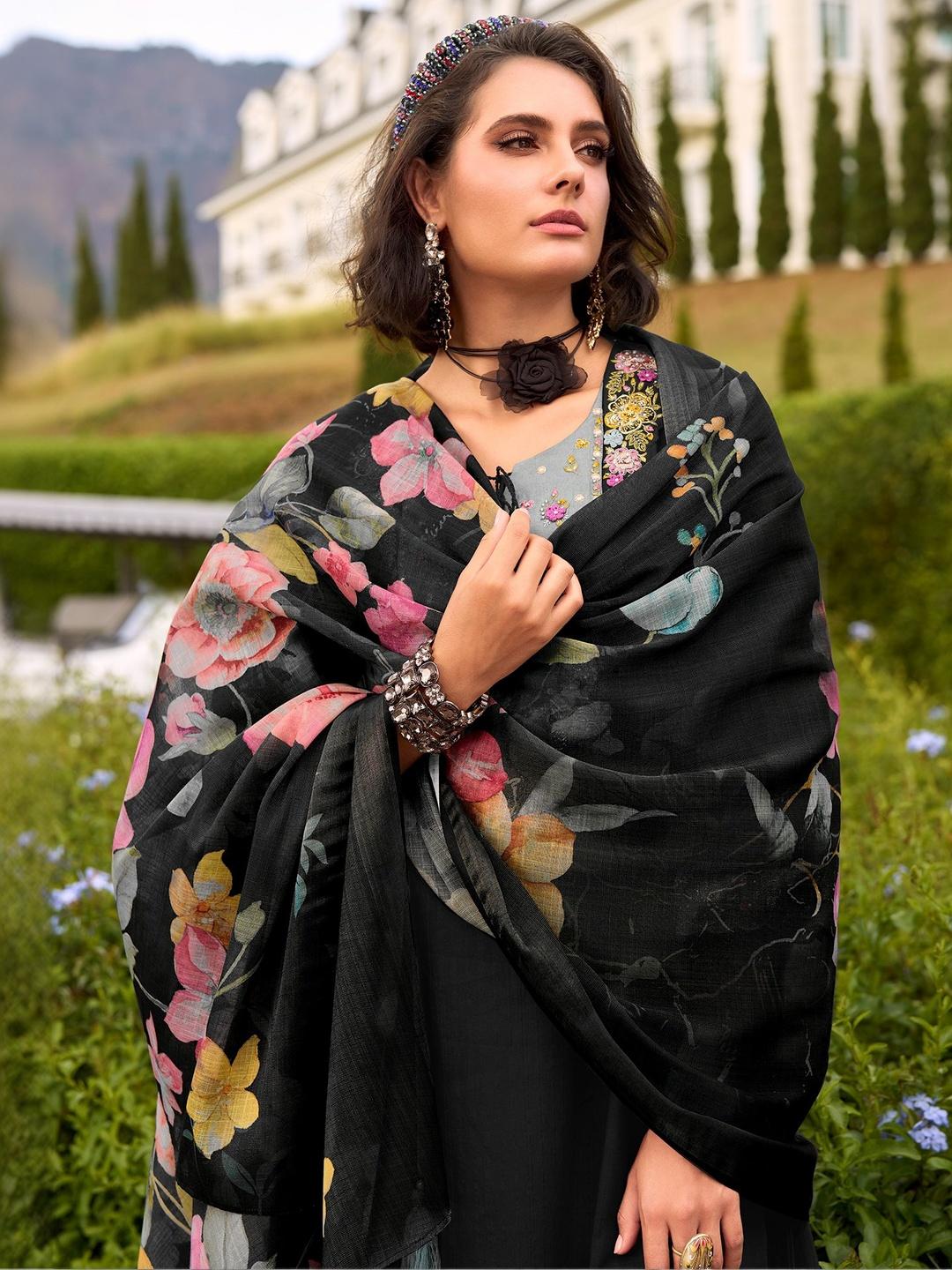 Buy Indo Era Women Floral Embroidered Regular Thread Work Pure Cotton ...