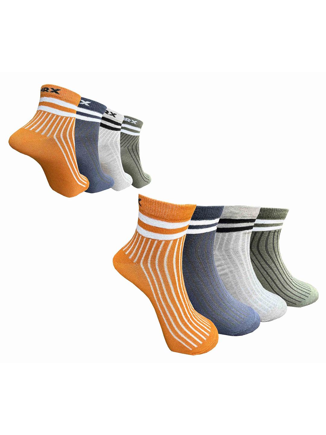 Buy HRX By Hrithik Roshan Unisex Pack Of 4 Striped Ankle Length Socks ...