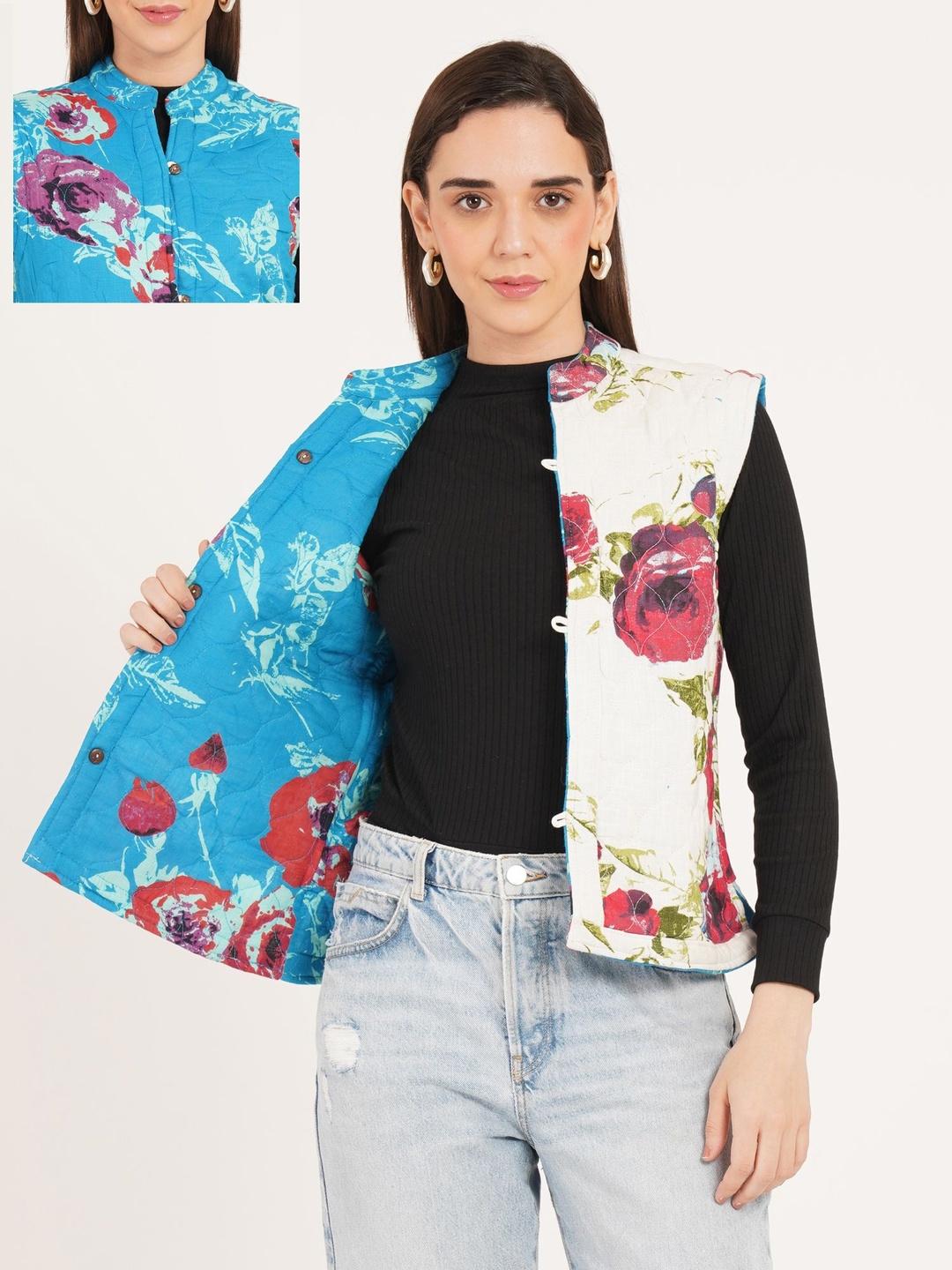 Buy IX IMPRESSION Women Floral Reversible Quilted Jacket - Jackets for ...