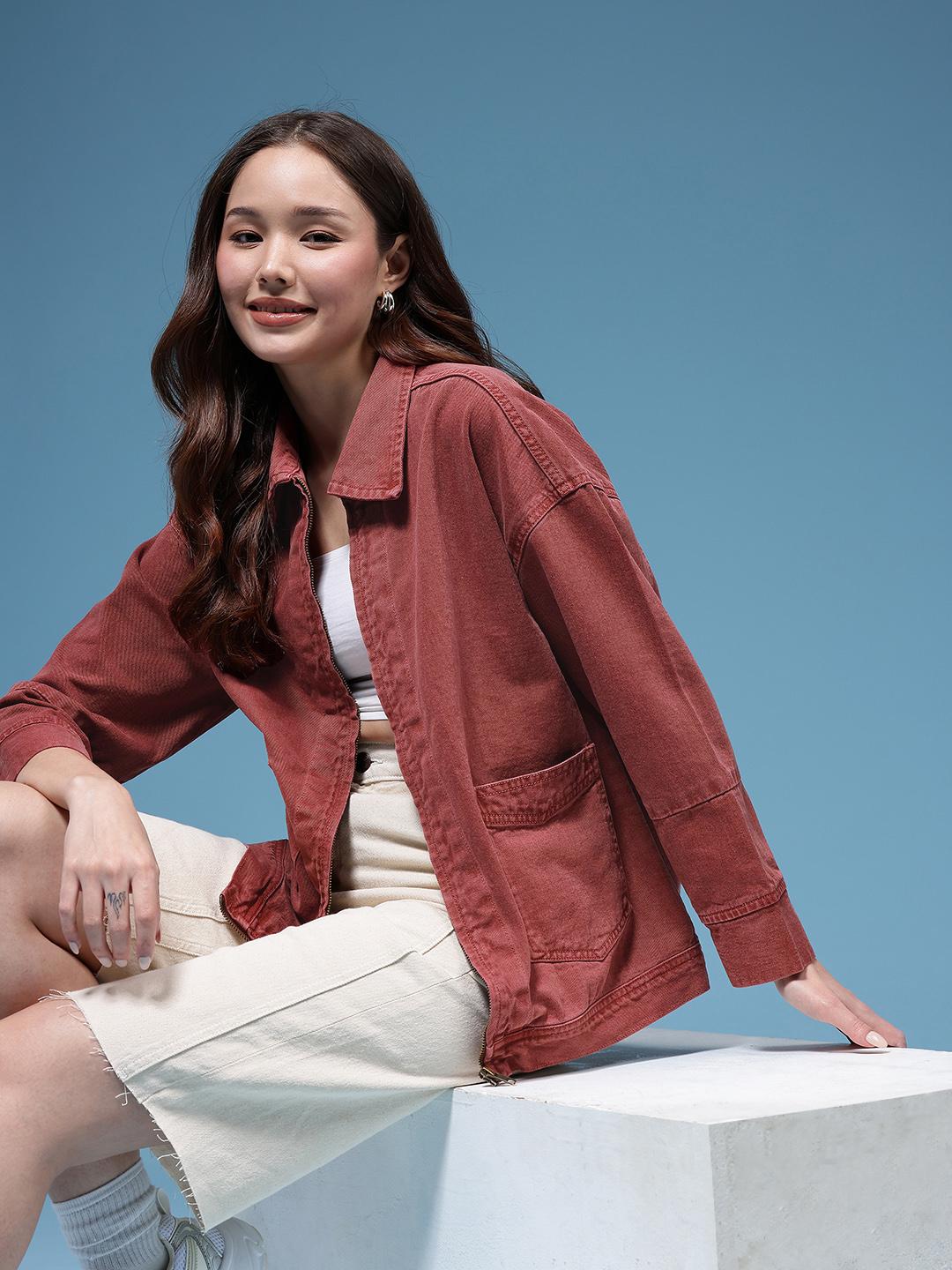 Buy HERE&NOW Pure Cotton Denim Jacket - Jackets for Women 33635043 | Myntra