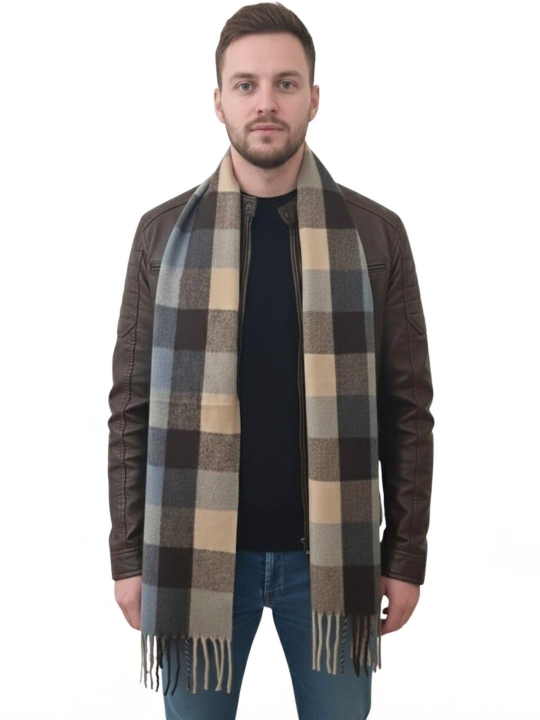 Buy Amoldo Men Checked Warm & Comfortable Merino Wool Mufflers ...