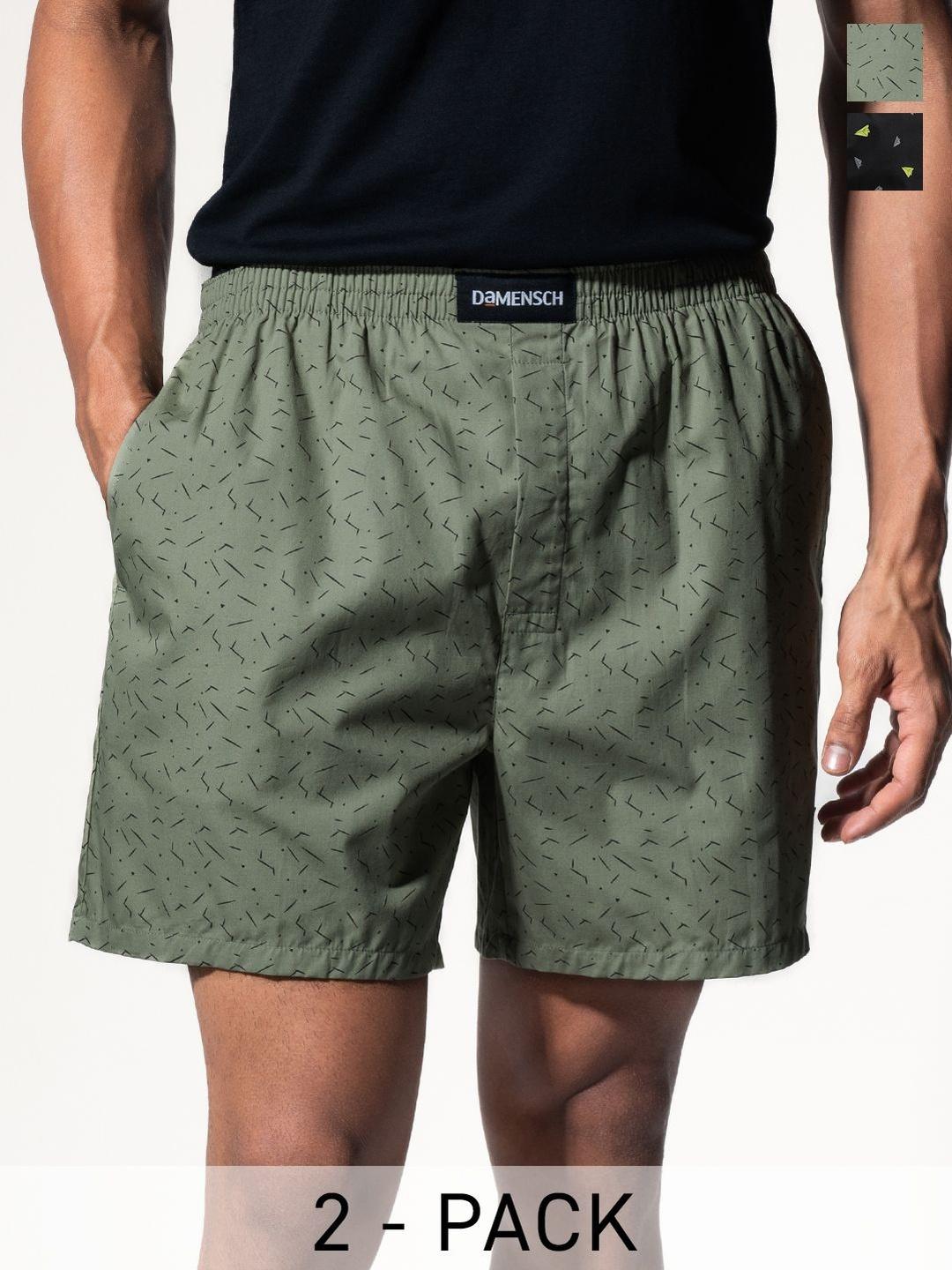 Buy DAMENSCH Men Pack Of 2 Printed Pure Cotton Mid Rise Boxers - Boxers ...