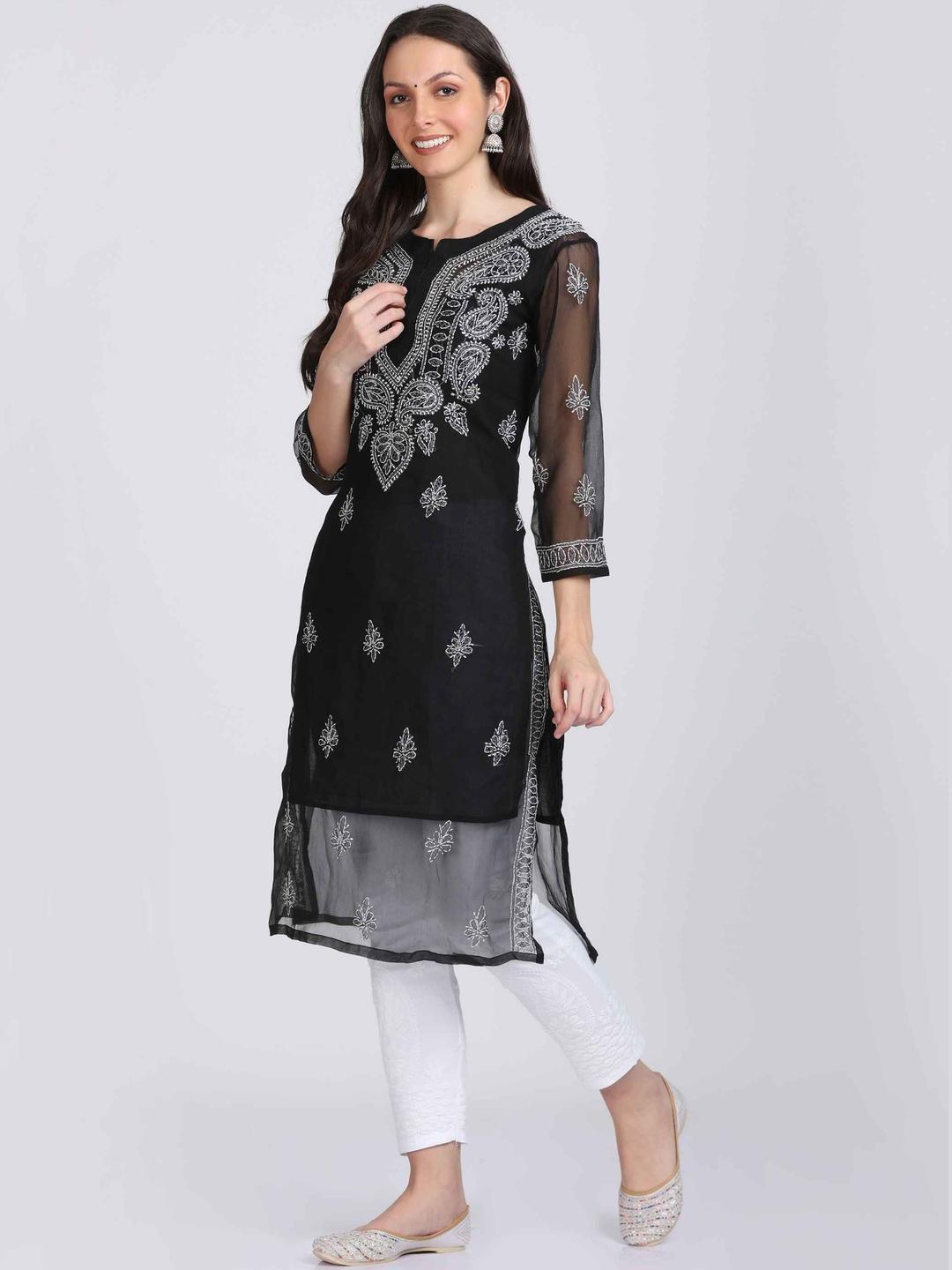 Buy KHAKA Women Ethnic Motifs Embroidered Chikankari Kurta - Kurtas for ...