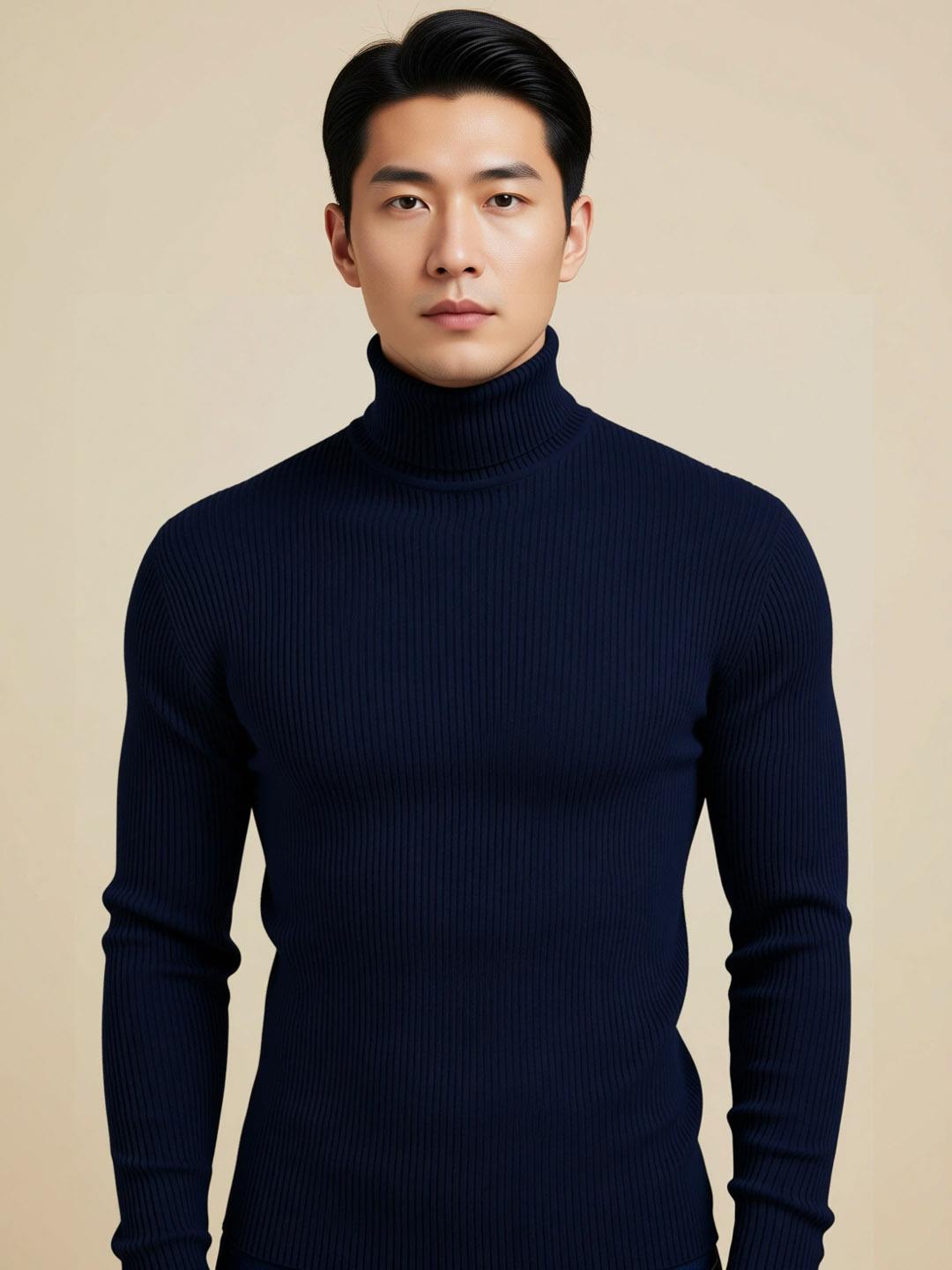 Buy Fashlook Men Navy Blue Turtle Neck Sweatshirt - Sweatshirts for Men ...