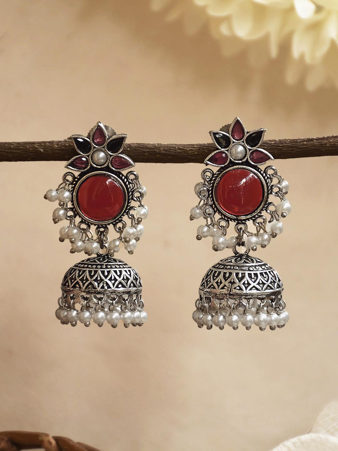 Buy NAMAN ARTS Silver Plated Artificial Stones Studded & Beaded ...