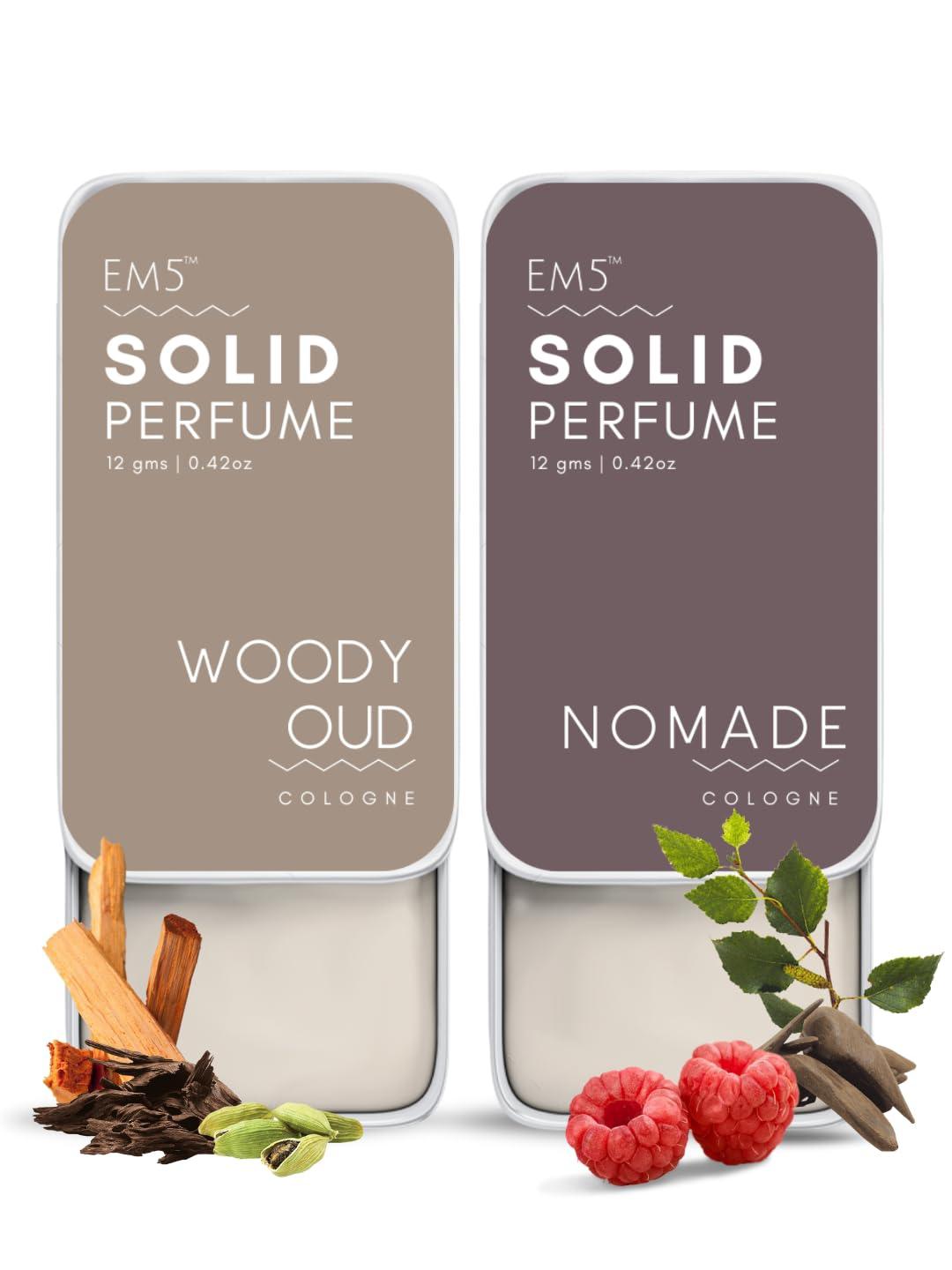 Buy EM5 Solid Set Of 2 Woody Oud & Nomade Cologne Perfume 12g Each ...