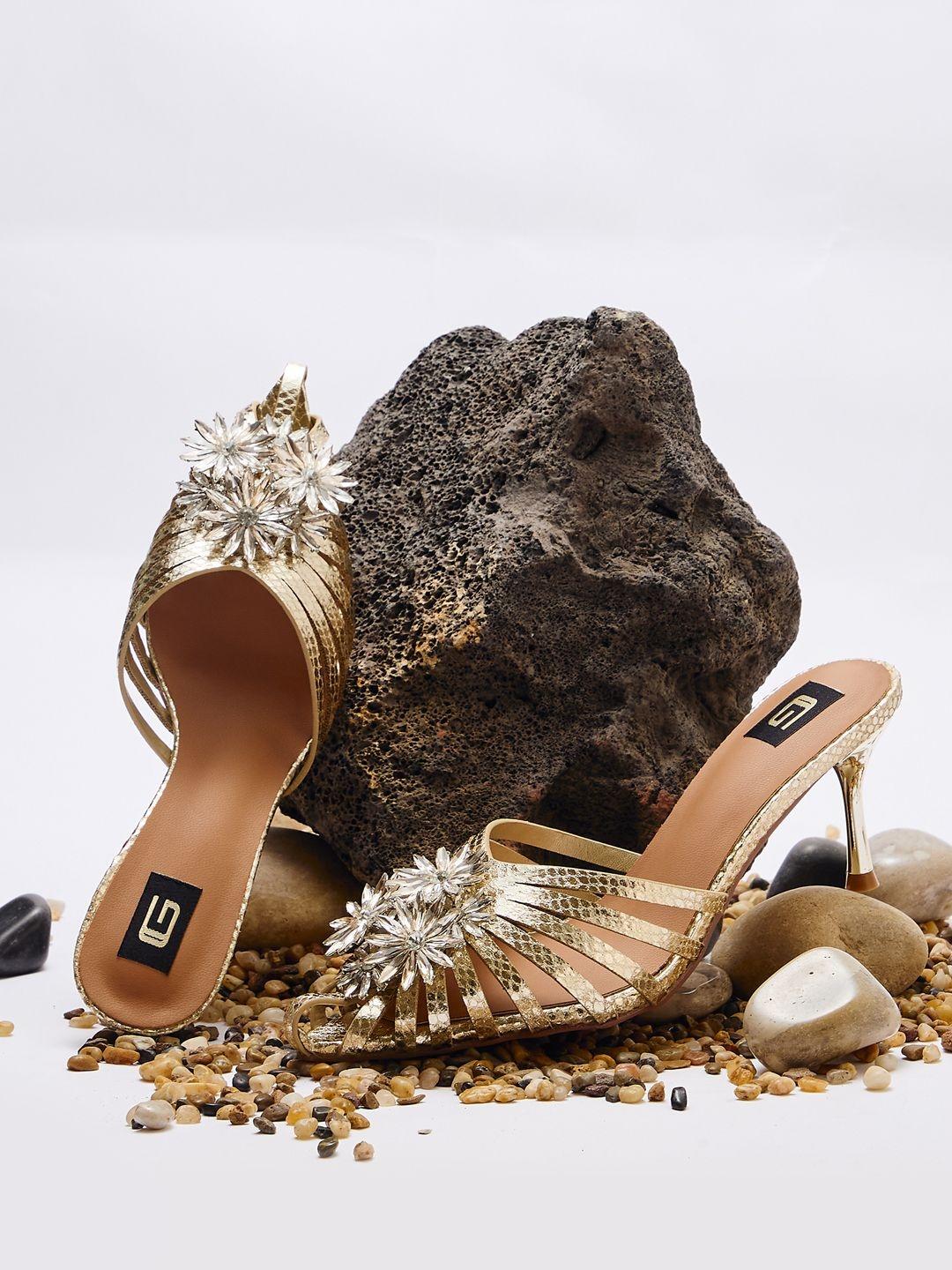 Buy Sole To Soul Textured Party Slim Heeled Mules - Heels for Women ...