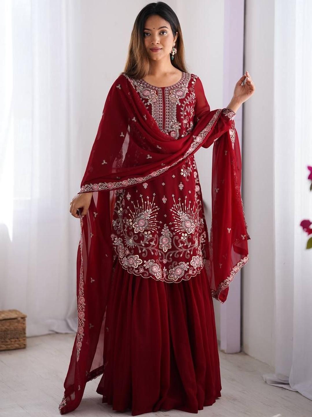 Buy SWORNY FASHION Women Ethnic Motifs Embroidered Regular Thread Work ...