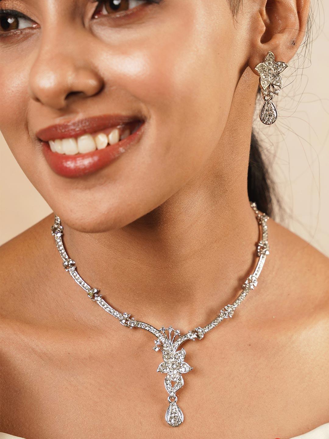 Buy Fida Silver Plated AD Studded Jewellery Set - Jewellery Set for ...
