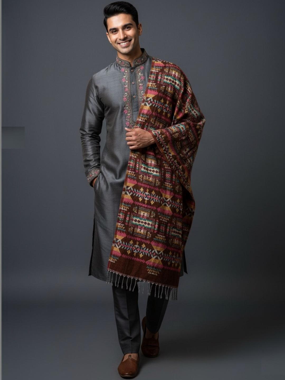 Buy PYRO SPIRIT Men Floral Printed Acrylic Shawl - Shawl for Men ...