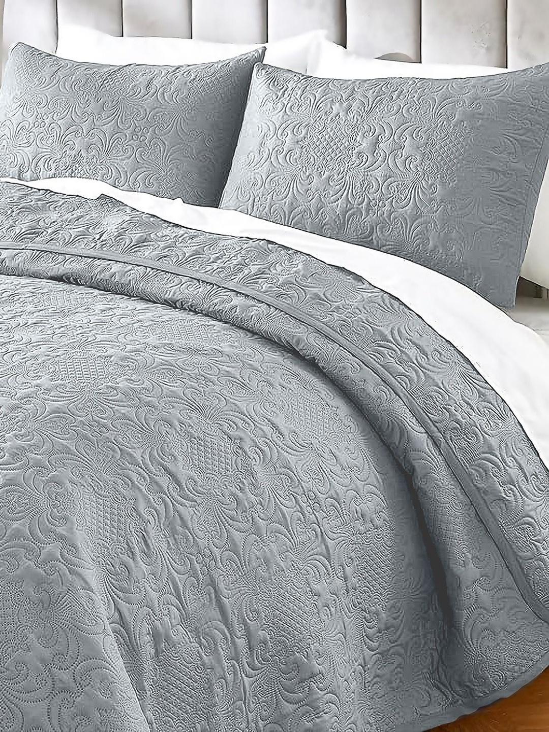 Buy LABHAM Grey Quilted 300 GSM King Bed Cover - Bed Covers for Unisex ...