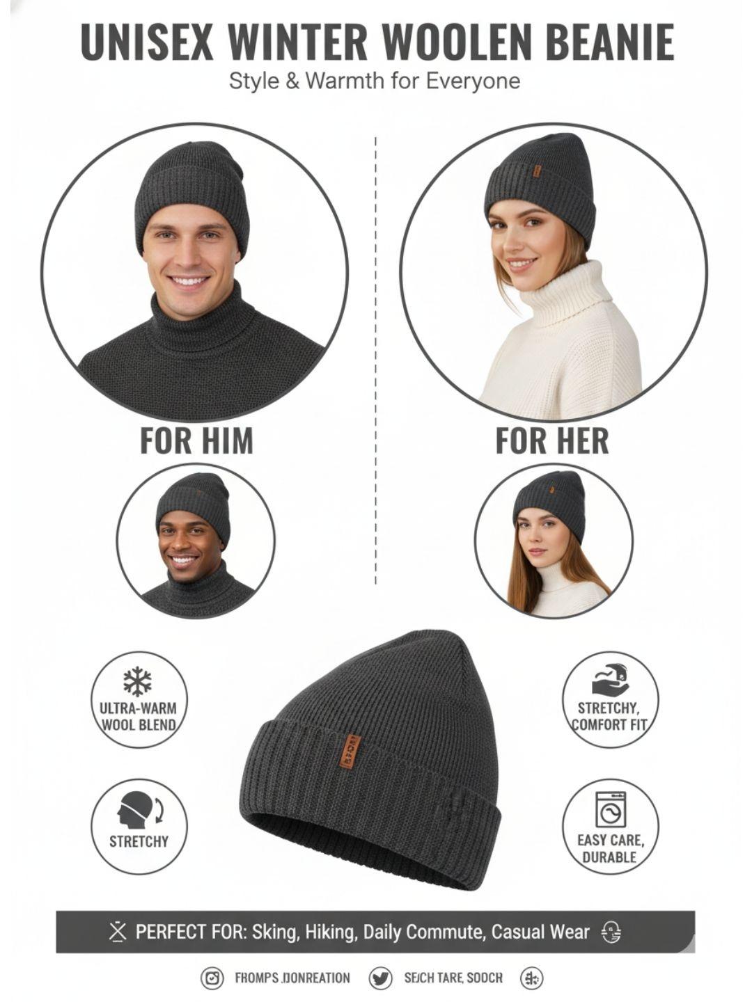 Buy ISWEVEN Unisex Woollen Beanie - Caps for Unisex 37960809 | Myntra