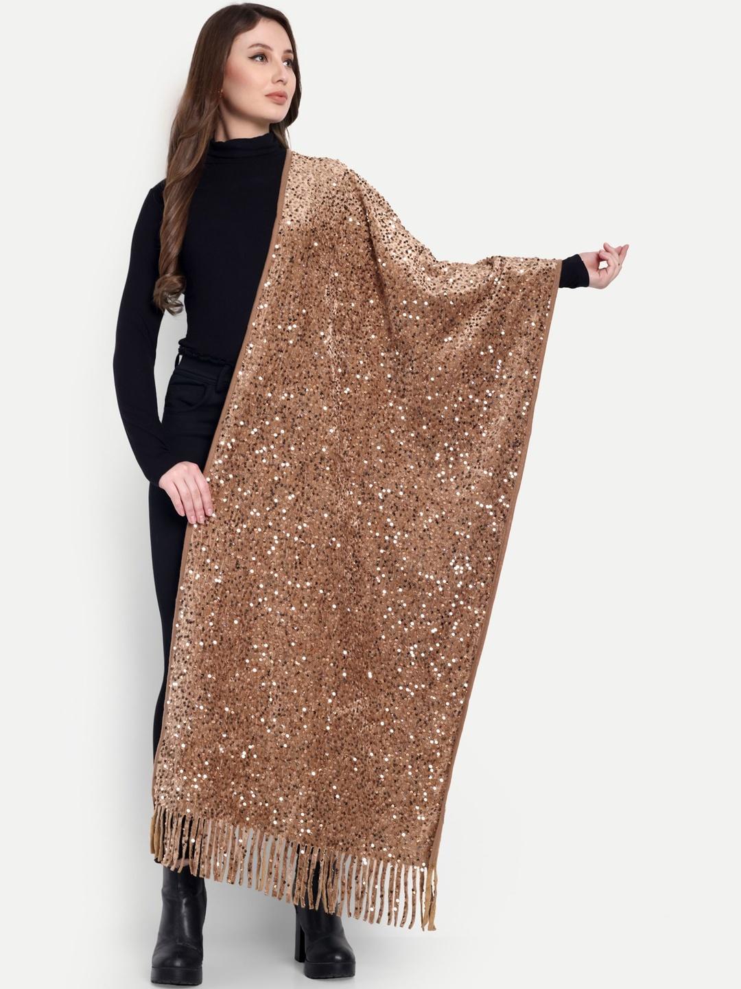 Buy Knitkala Golden Sequin Embellished Party Wear Woollen Stole ...