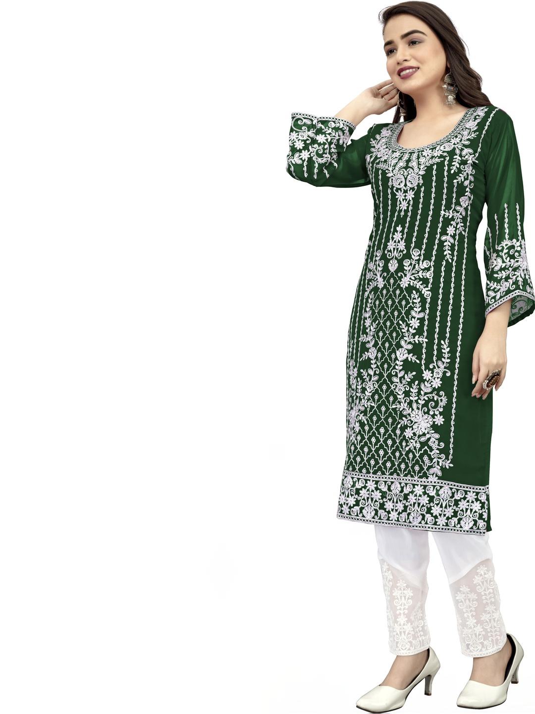 Buy Snizvi Women Floral Embroidered Regular Kurta With Pyjamas - Kurta ...