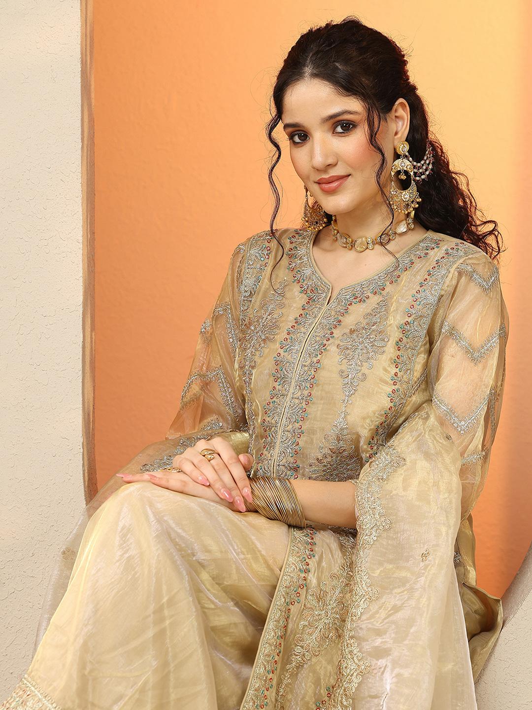 Buy Libas Art Women Ethnic Motifs Embroidered Regular Thread Work Kurta ...