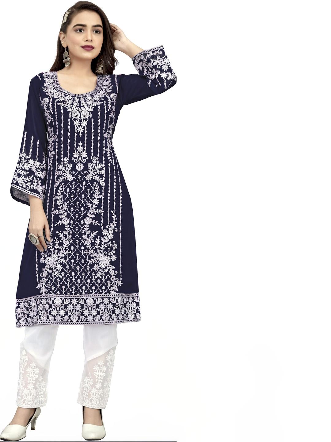 Buy Snizvi Women Ethnic Motifs Embroidered Regular Thread Work Pure ...