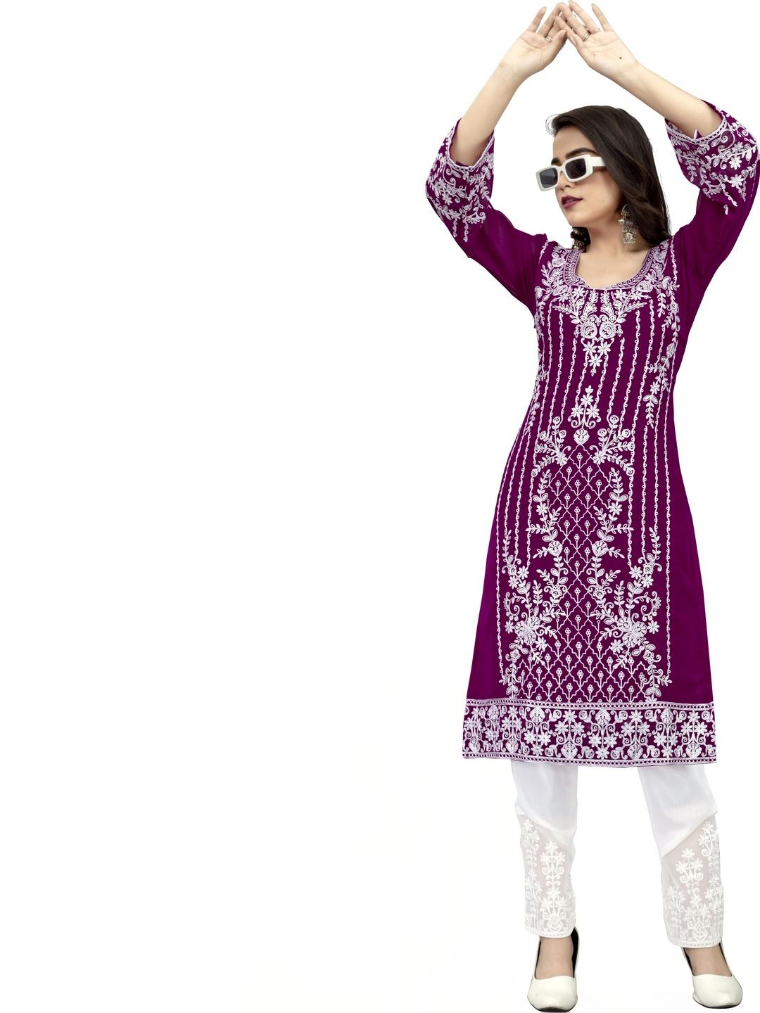 Buy Snizvi Women Embroidered Regular Kurta With Pyjamas - Kurta Sets ...