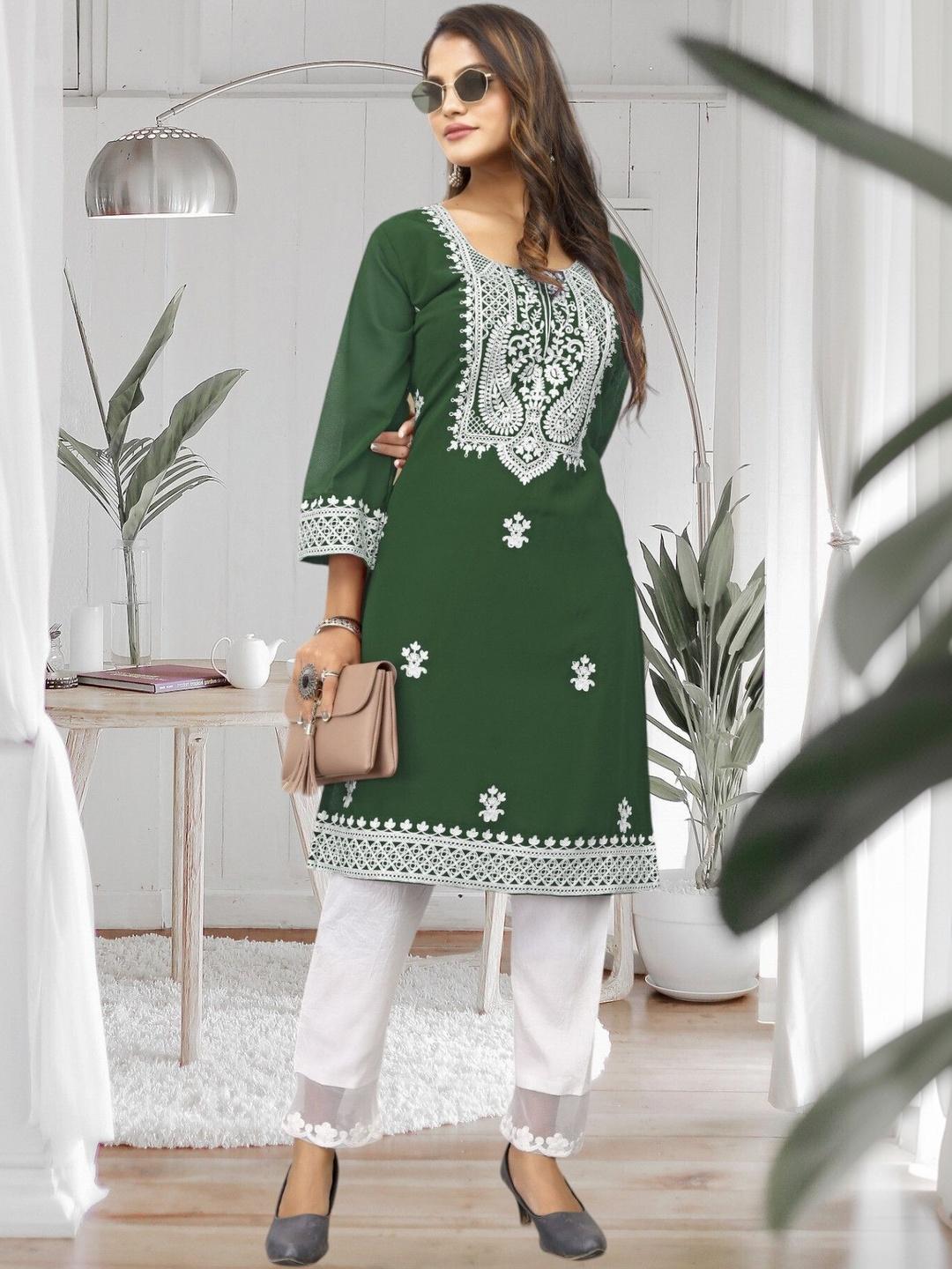 Buy Snizvi Women Floral Embroidered Regular Kurta With Palazzos - Kurta ...