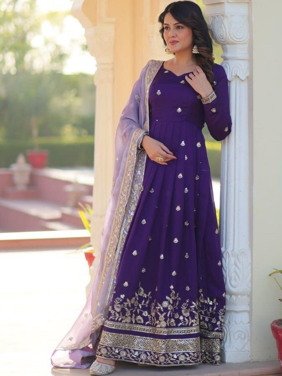 Buy INDULI Women Ethnic Motifs Embroidered Panelled Sequinned Kurta Set ...