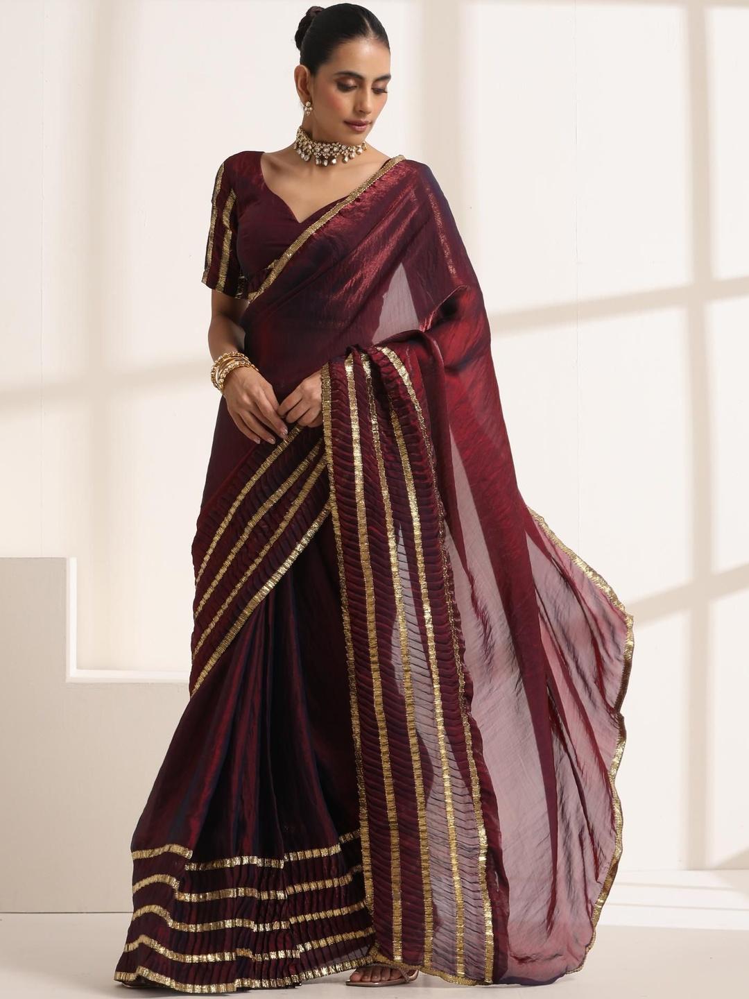 Buy KLISHAA ART Embellished Gotta Patti Art Silk Heavy Work Saree ...