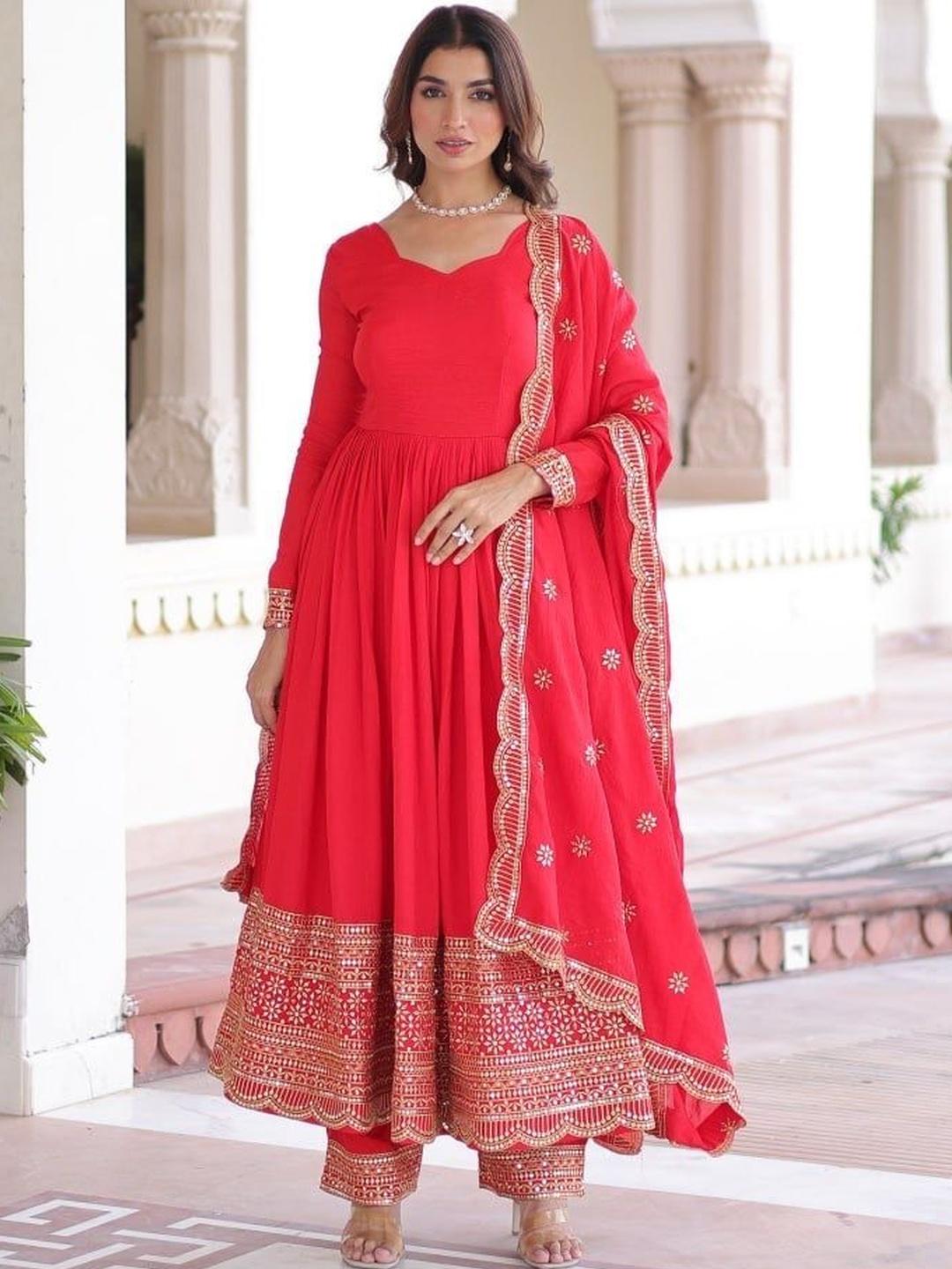 Buy INDULI Women Ethnic Motifs Panelled Gotta Patti Kurta With Trousers ...
