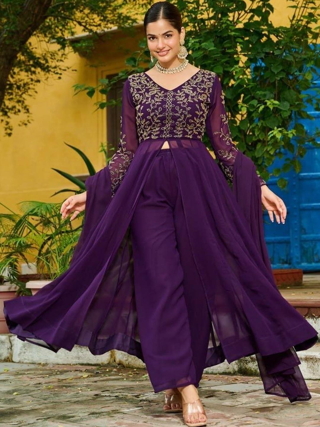 Buy INDULI Women Ethnic Motifs Embroidered Layered Thread Work Kurta ...